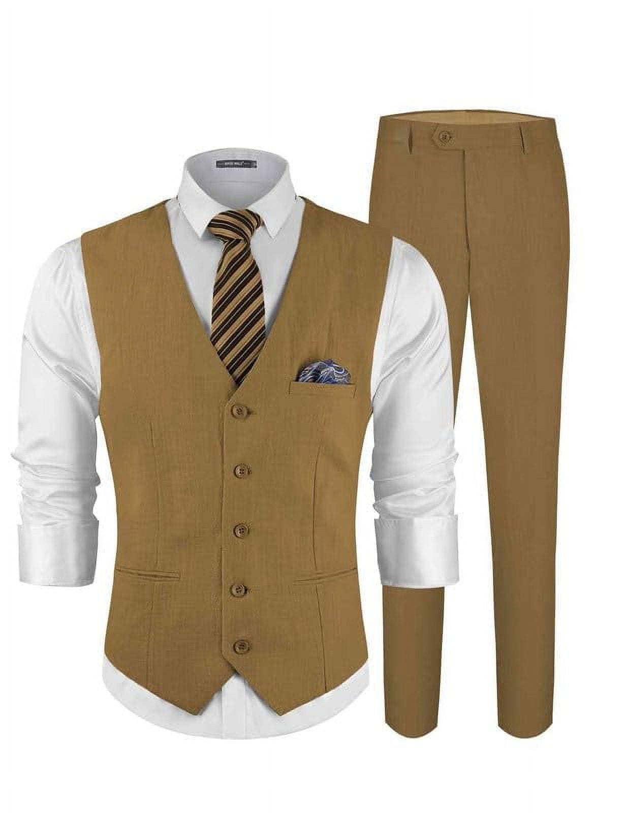 ETHAN Linen Suits for Wedding Men 2 Piece Suits Groomsmen Tuxedos ...
