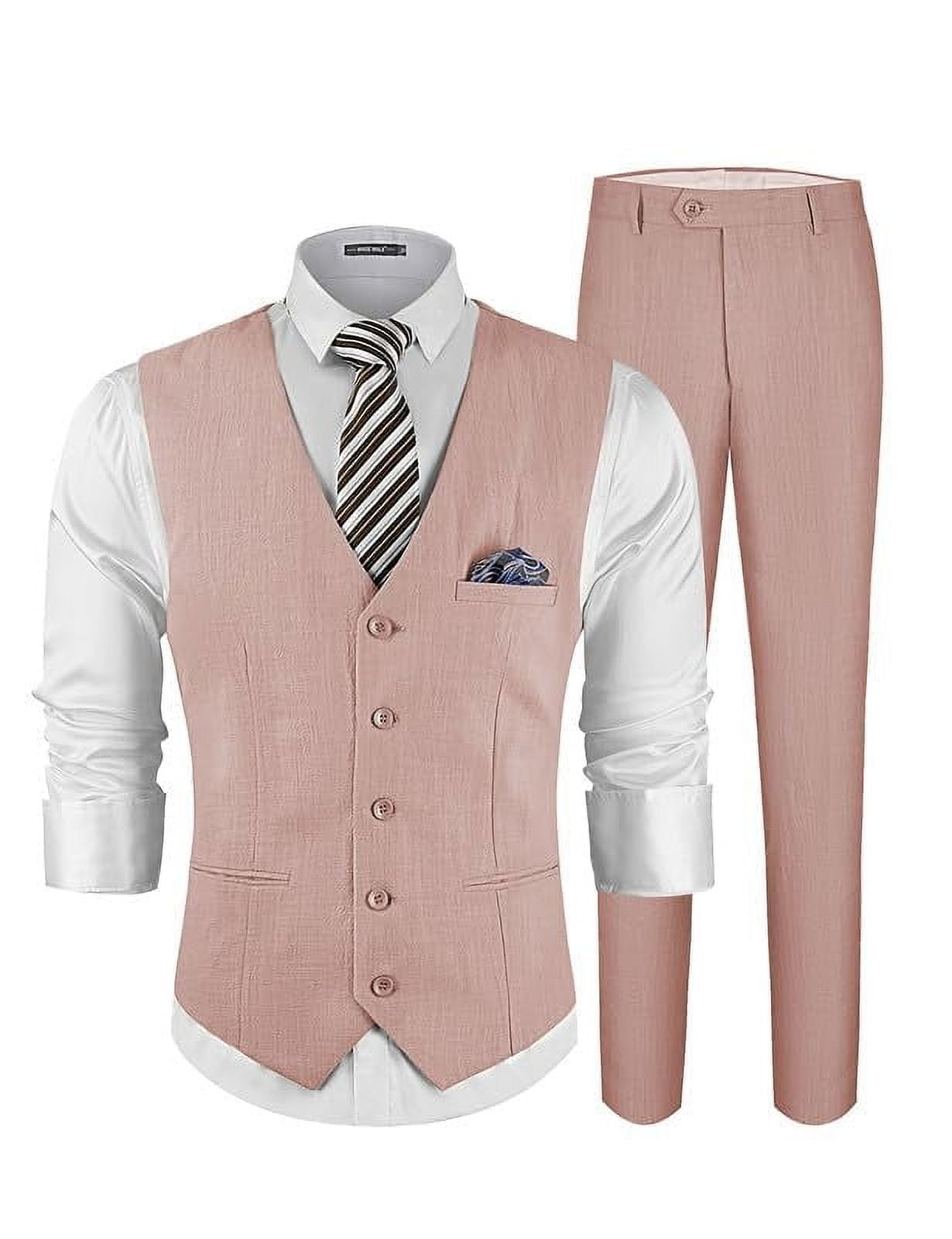 ETHAN Linen Suits for Wedding Men 2 Piece Suits Groomsmen Tuxedos ...