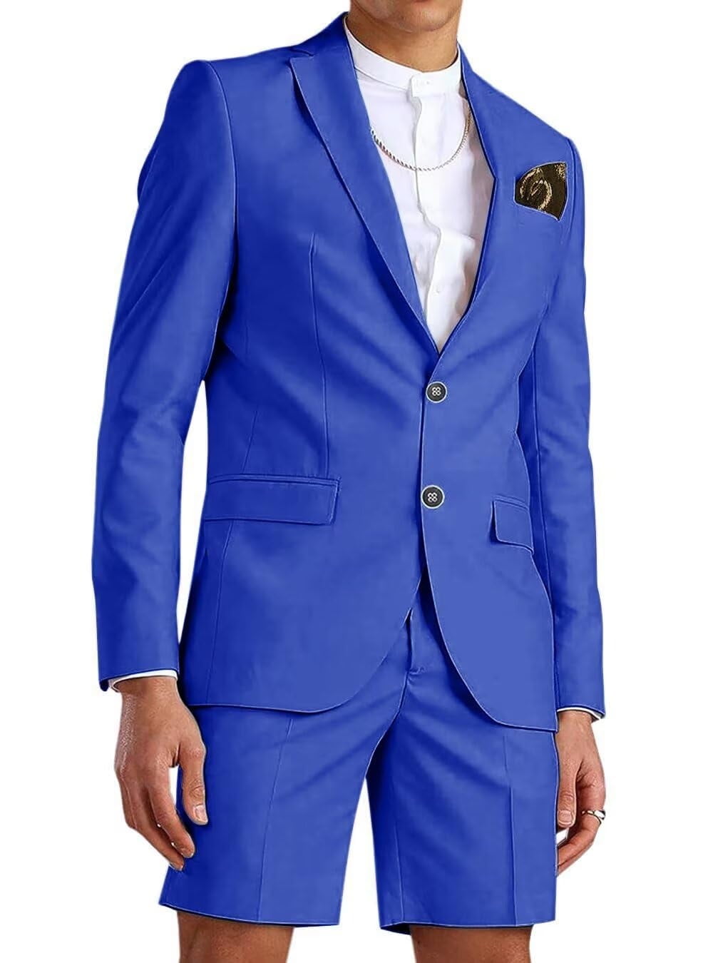 ETHAN Men's 2 Piece Linen Suits Set Linen Blazer Short Pants Slim Fit ...