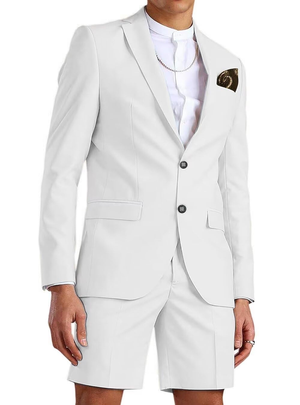 ETHAN Men's 2 Piece Linen Suits Set Linen Blazer Short Pants Slim Fit ...