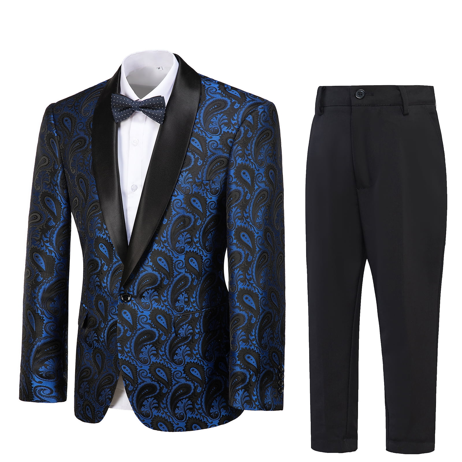 ETHAN Men's Floral Tuxedo Jacket Slim Fit Luxury Embroidered Dress Suit ...
