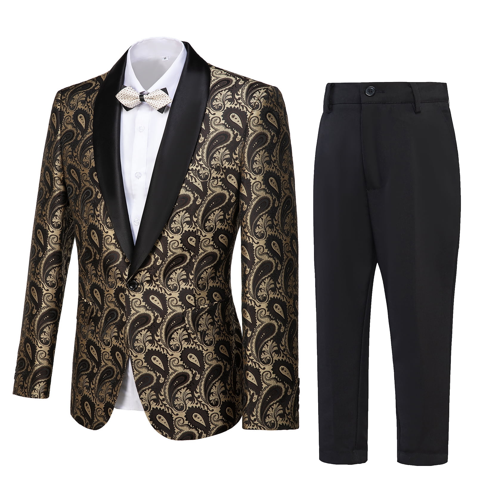 ETHAN Men's Floral Tuxedo Jacket Slim Fit Luxury Embroidered Dress Suit ...