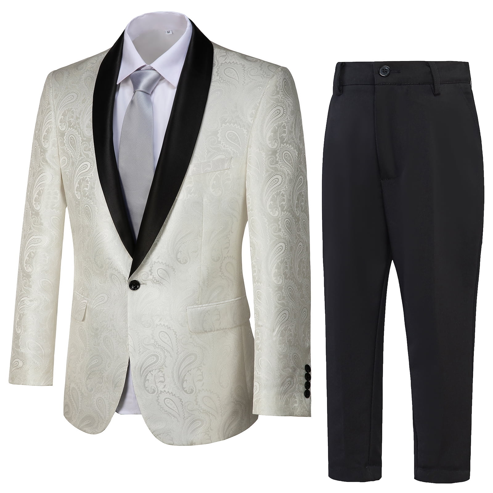 ETHAN Men's Floral Tuxedo Jacket Slim Fit Luxury Embroidered Dress Suit ...