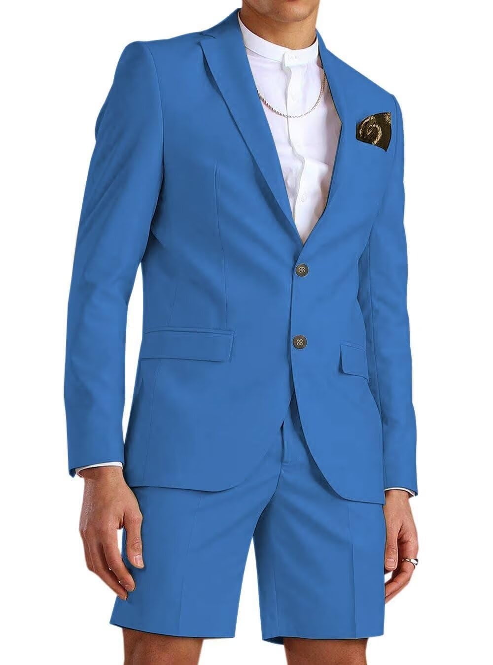 ETHAN Mens Blue Suit 2 Piece Short Suits for Wedding Short Suits for ...