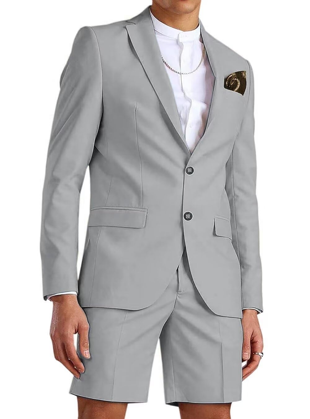 Customer reviews for ETHAN Mens Grey Suits 2 Piece Short Suits for Men ...