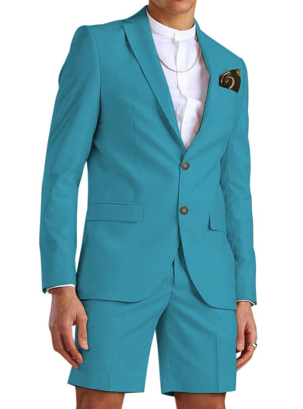 ETHAN Mens Lake Blue Suits 2 Piece Short Suits for Men Short Suits for ...