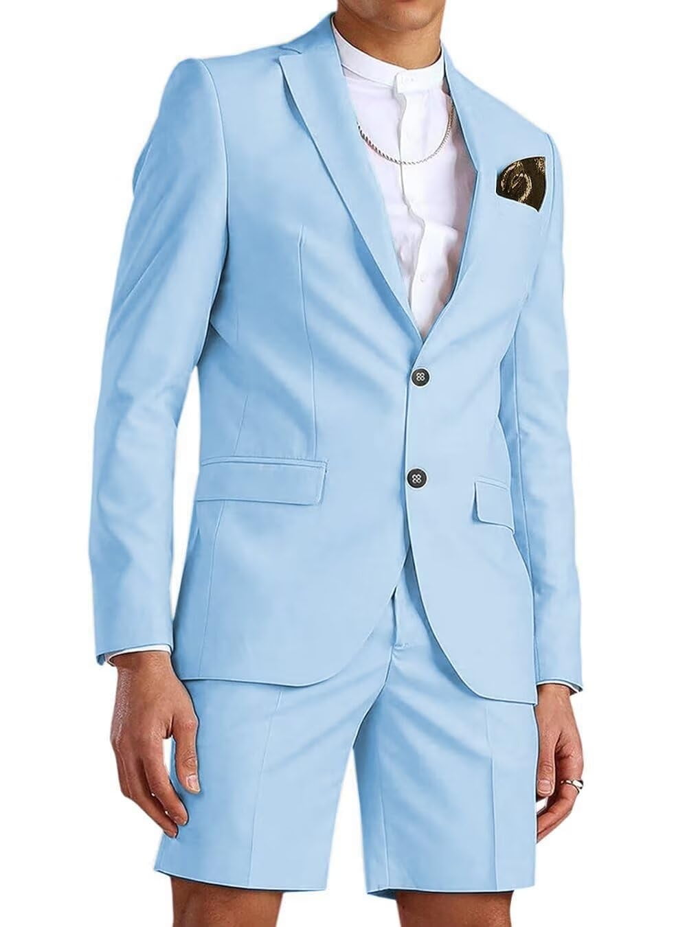 ETHAN Mens Light Blue Suit 2 Piece Short Suits for Wedding Short Suits ...