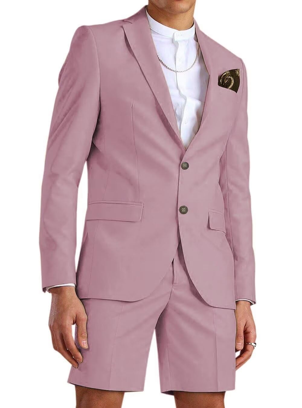 ETHAN Mens Shorts Suits for Summer Beach Wedding 2 Piece Slim Fit ...