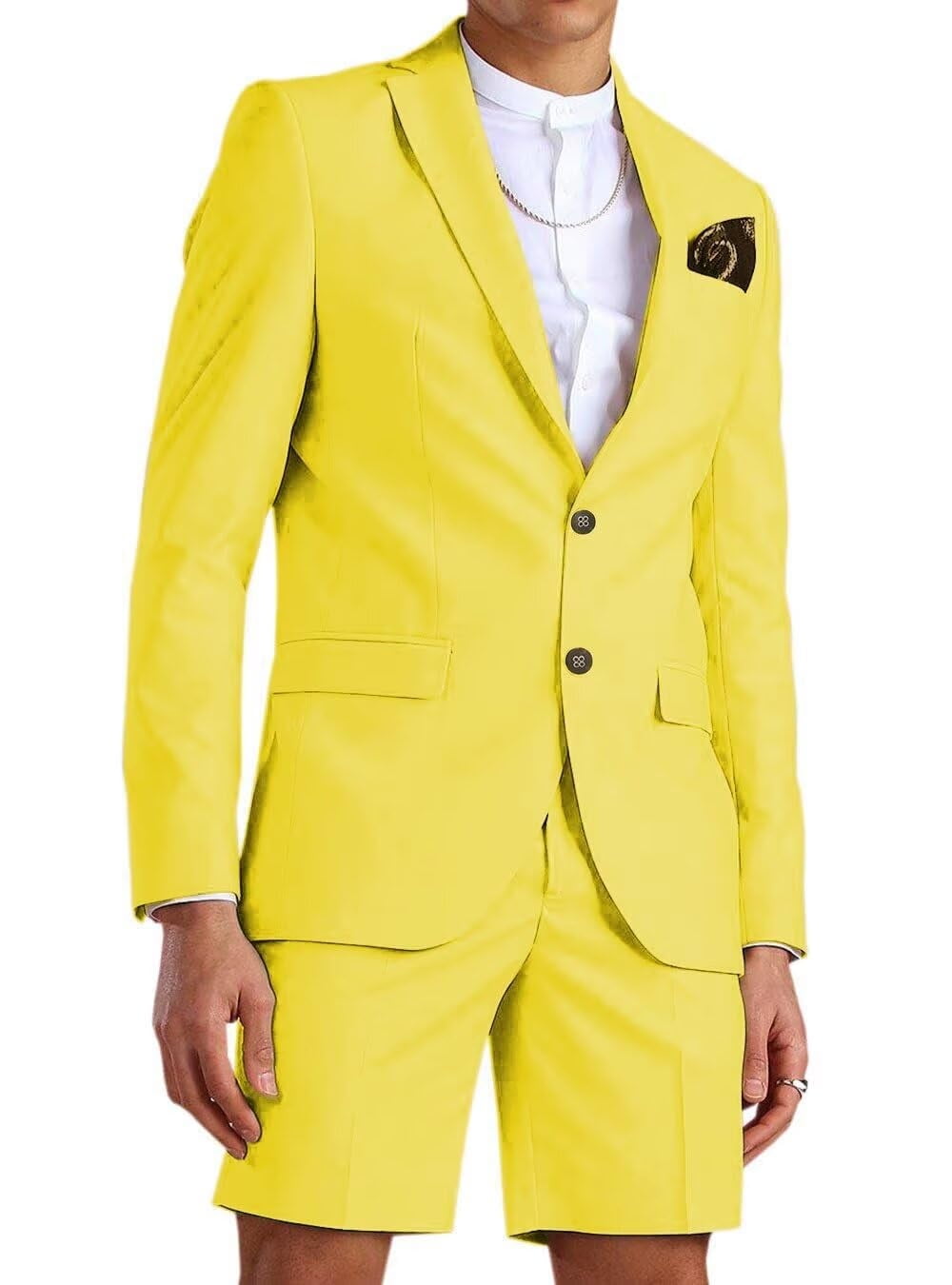 ETHAN Mens Yellow Suit 2 Piece Short Suits for Wedding Short Suits for ...