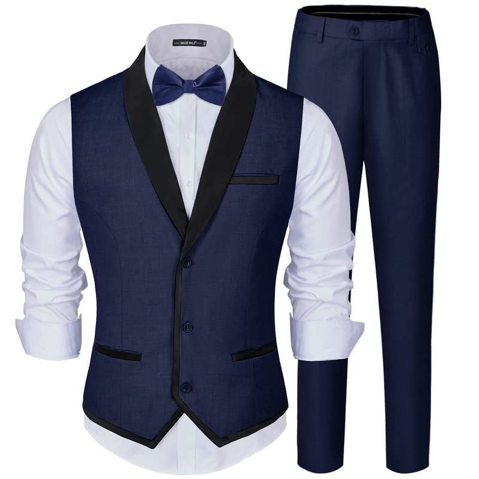 ETHAN Navy Blue Formal Suit for Men Slim Fit 2 Piece Business Suit for ...