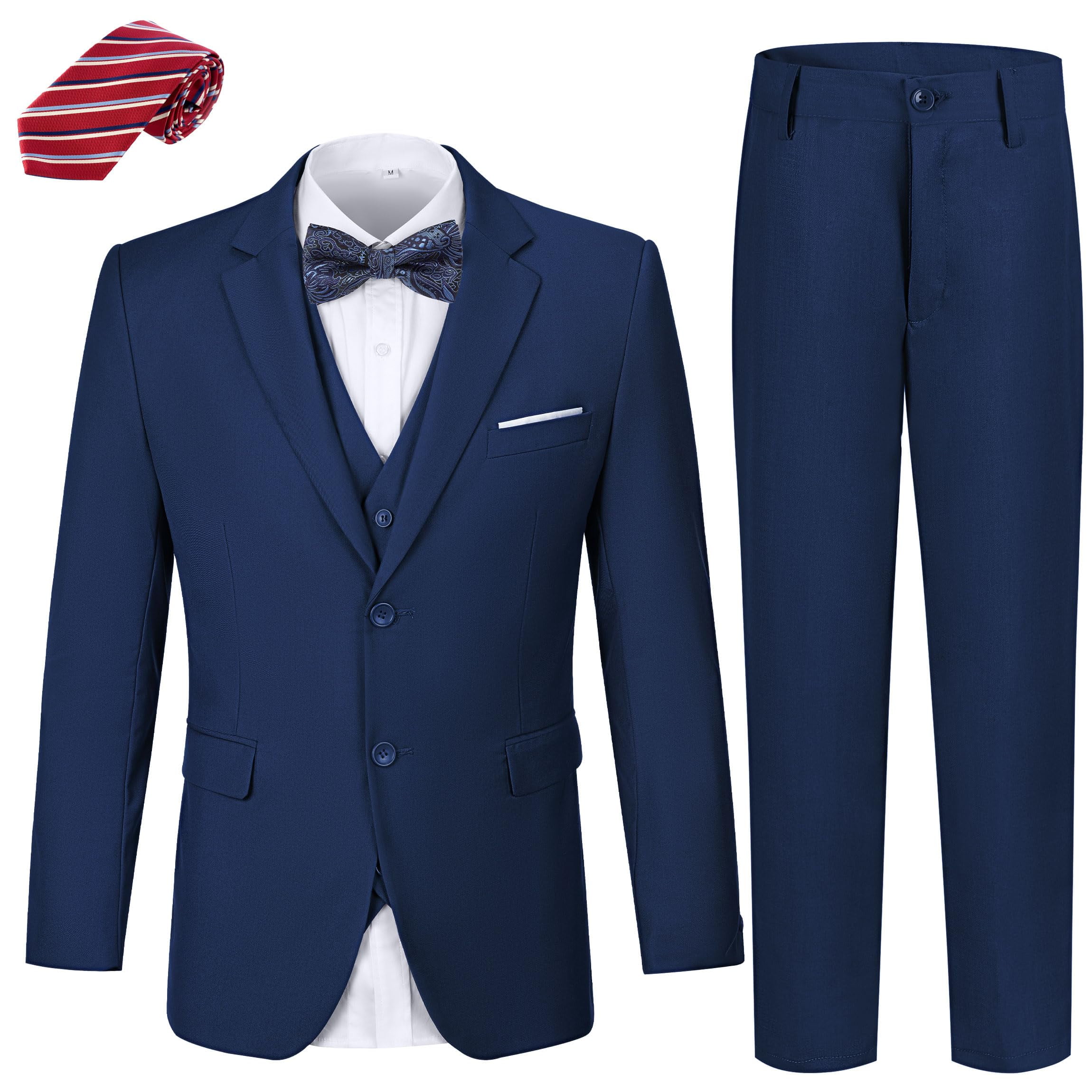 ETHAN Navy Blue Suits for Boys 7 Pieces Slim Fit Church Set for Wedding ...