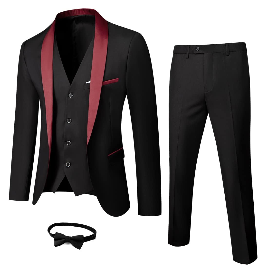 ETHAN Prom Suit for Men Slim Fit 3 Piece Double Breasted One Button ...