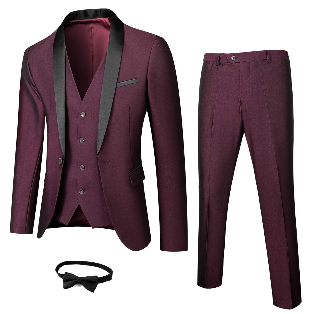 ETHAN Prom Suit for Men Slim Fit 3 Piece Double Breasted One Button ...