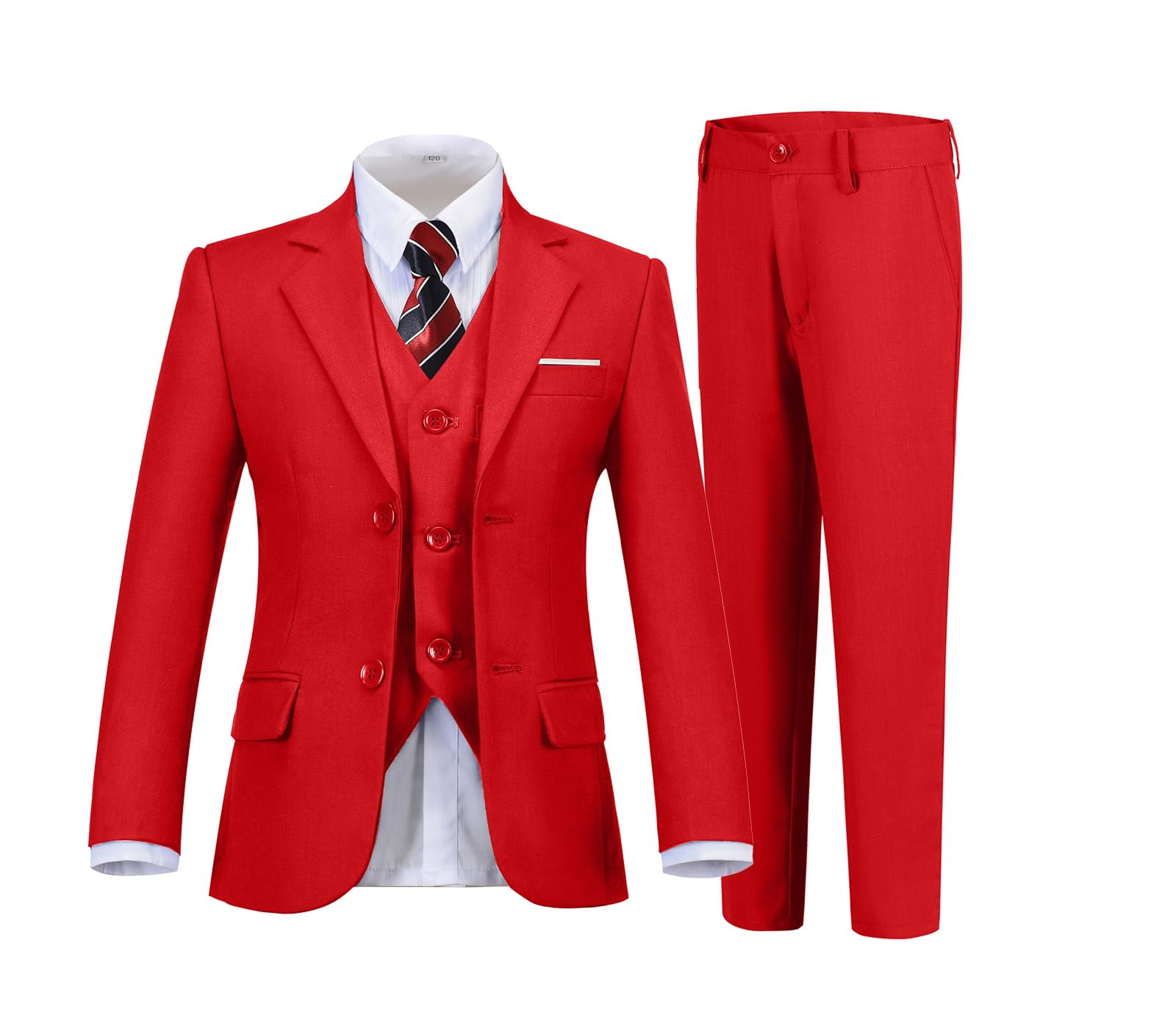 ETHAN Red 5 Piece Boys Tuxedo Suit Slim Fit Teen Suits for Young Men ...