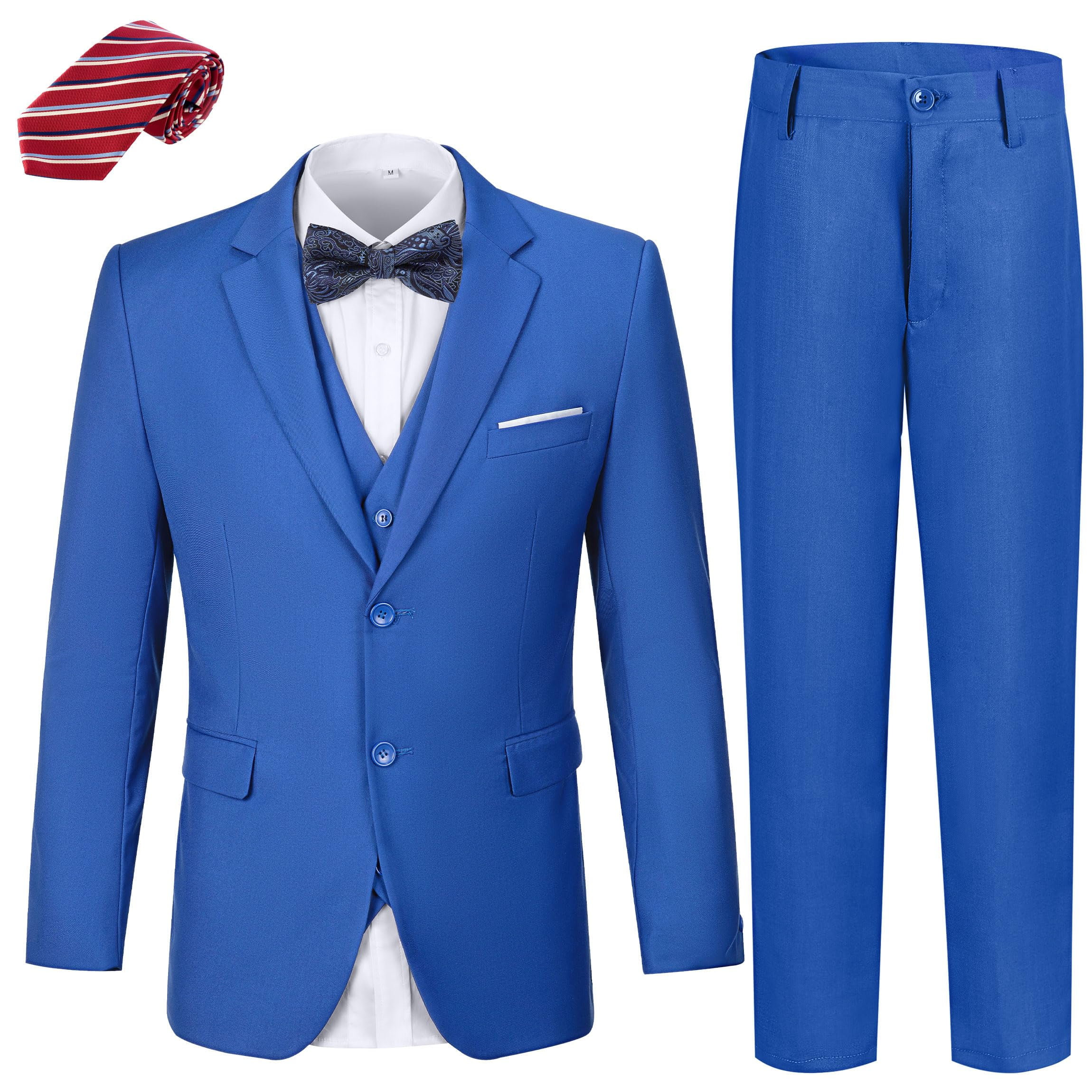 ETHAN Royal Blue Church Clothes for Boys Elegant Slim Fit Vest and Tie ...