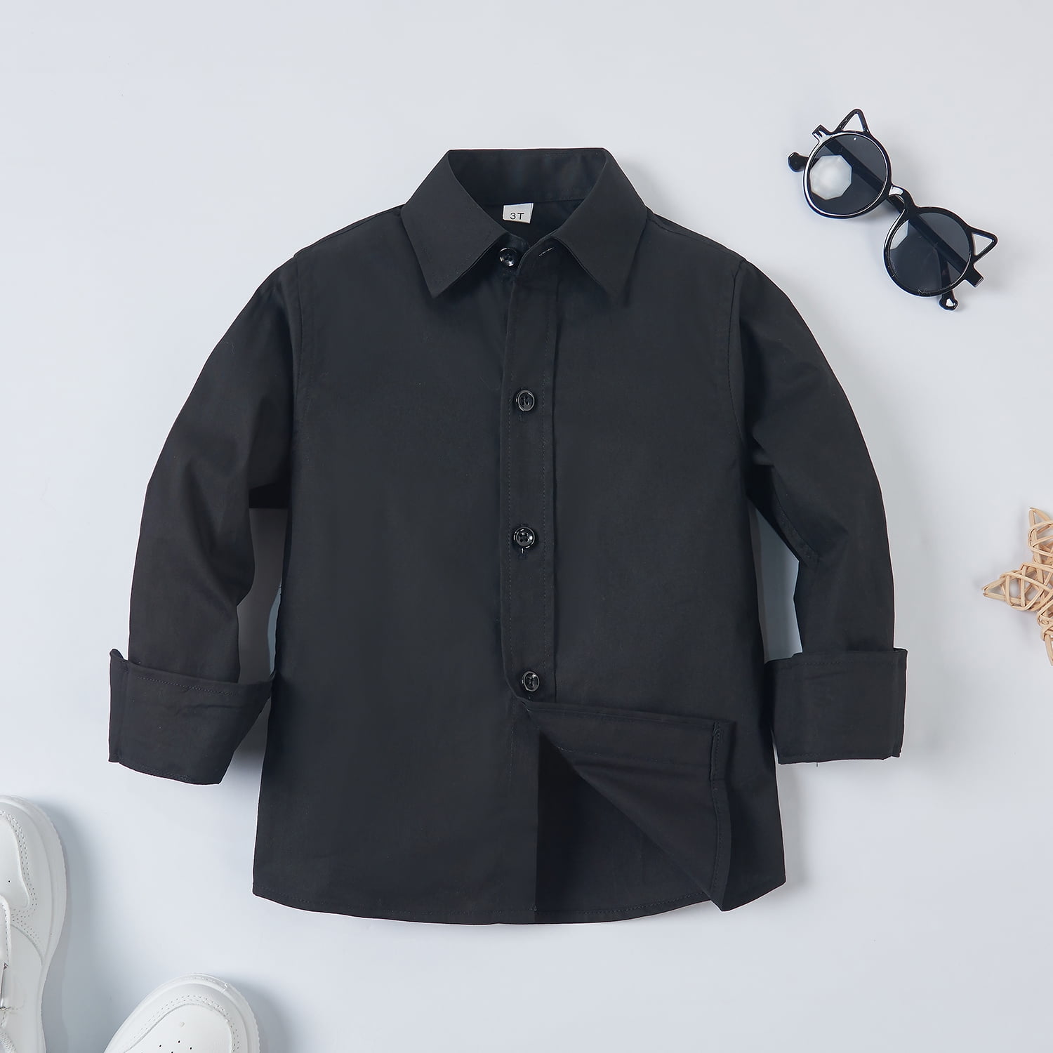 ETHAN Toddler Boy Collared Shirt Button Down Shirt Long Sleeve Boys ...