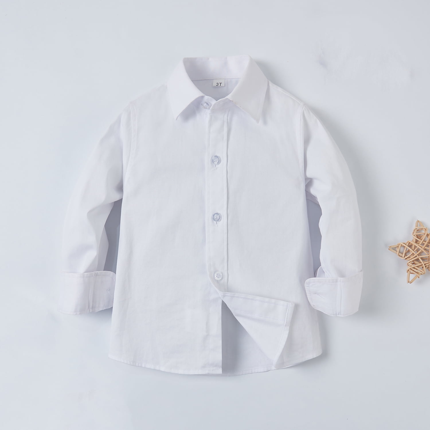 ETHAN Toddler Boy Collared Shirt Long Sleeve Boys White Button Down ...