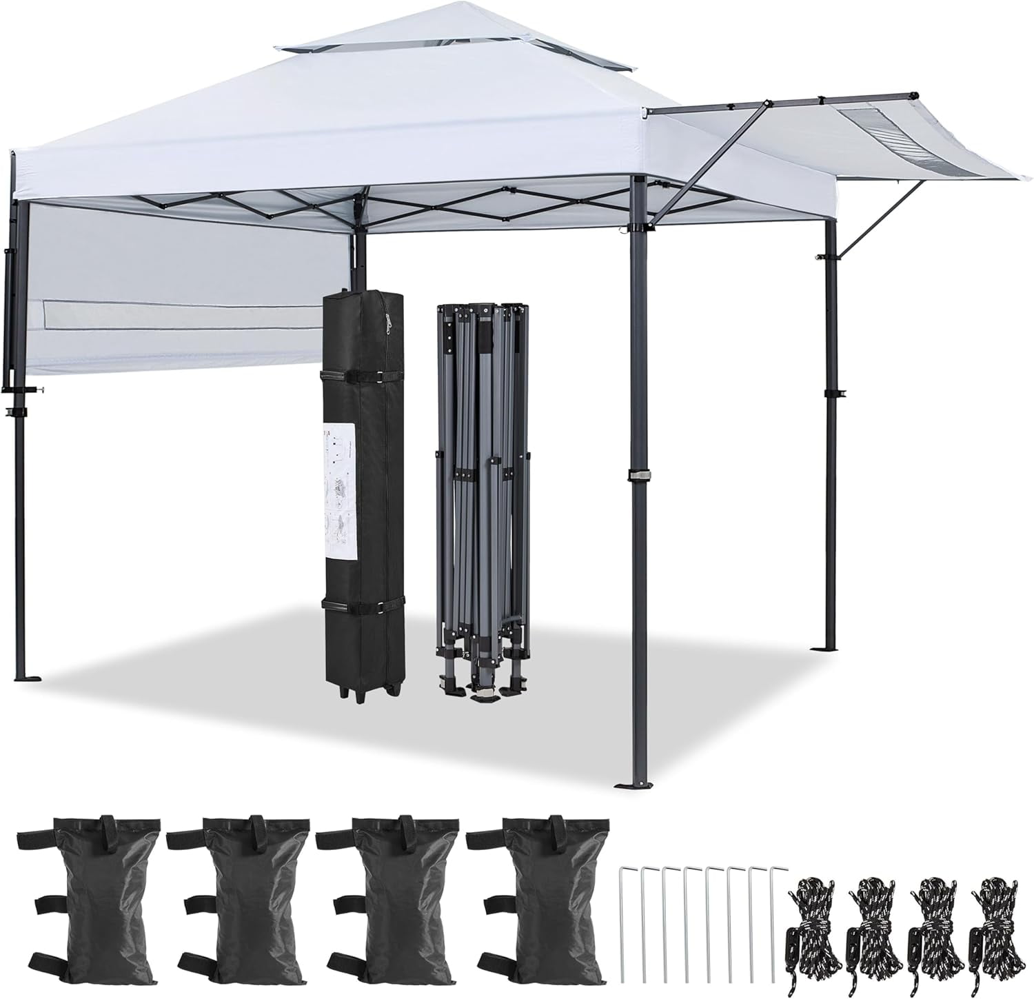 ETHFRF 10x17ft Pop Up Canopy with Awnings, 2-Tier Outdoor Canopy Tent ...