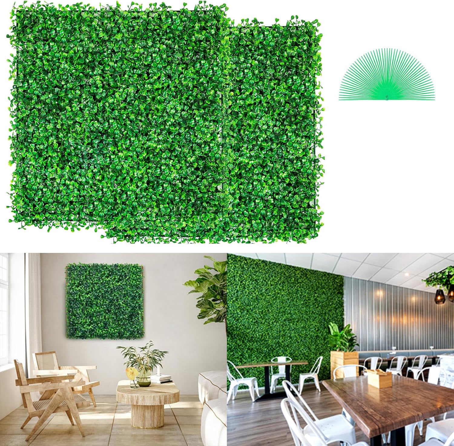 ETHFRF 12PCS 10"x 10" Grass Wall Panels, Artificial Green Wall Boxwood ...