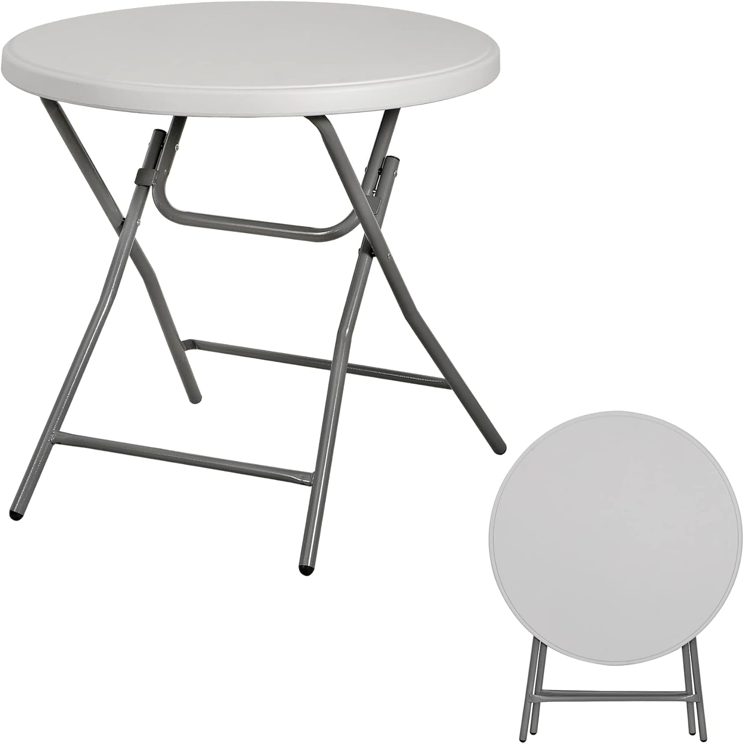 ETHFRF 2.6 ft Round Folding Table, Indoor Outdoor Portable Plastic ...