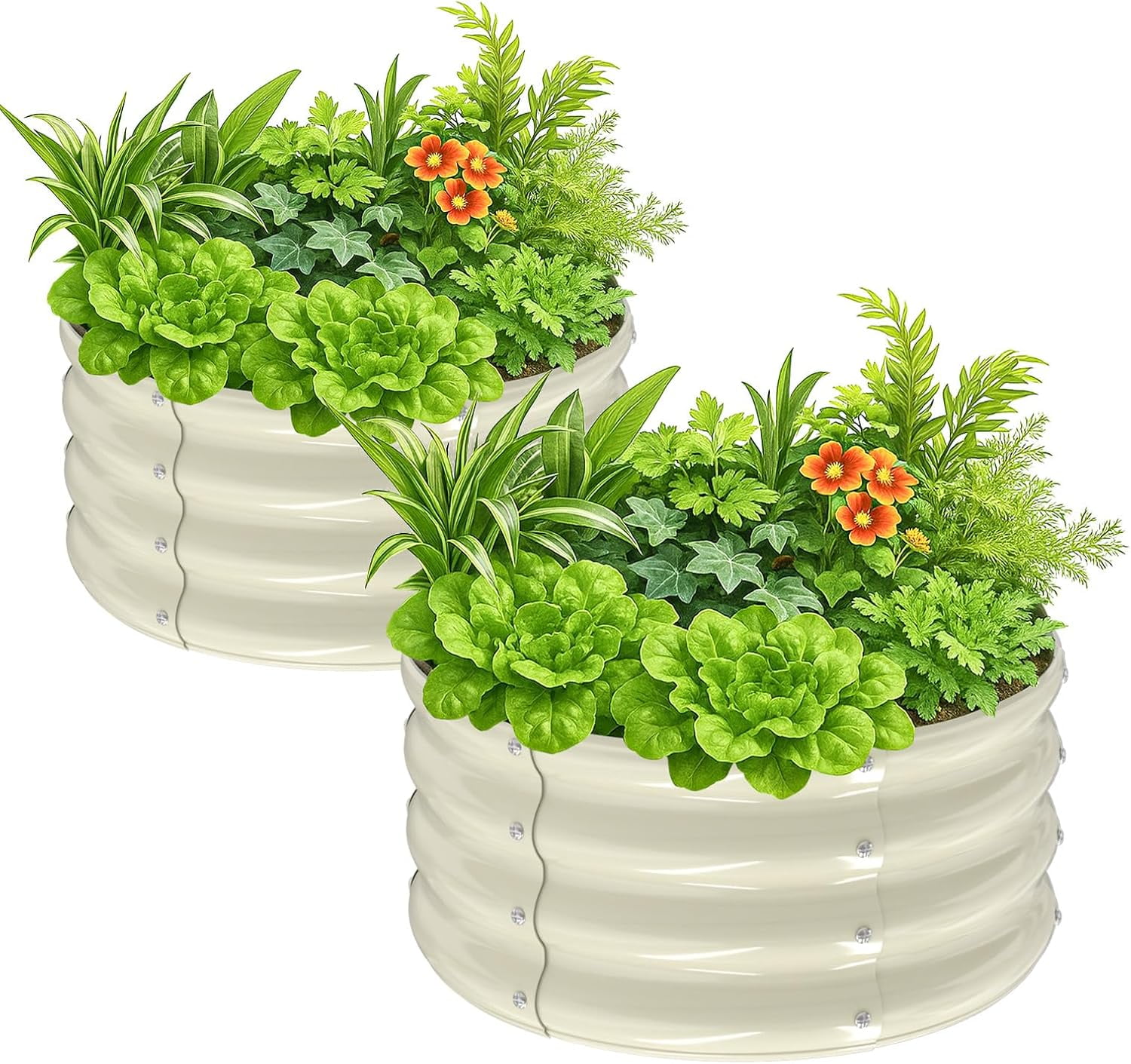 ETHFRF 2 PCS Galvanized Raised Garden Beds Outdoor, 2x2x1ft Round ...