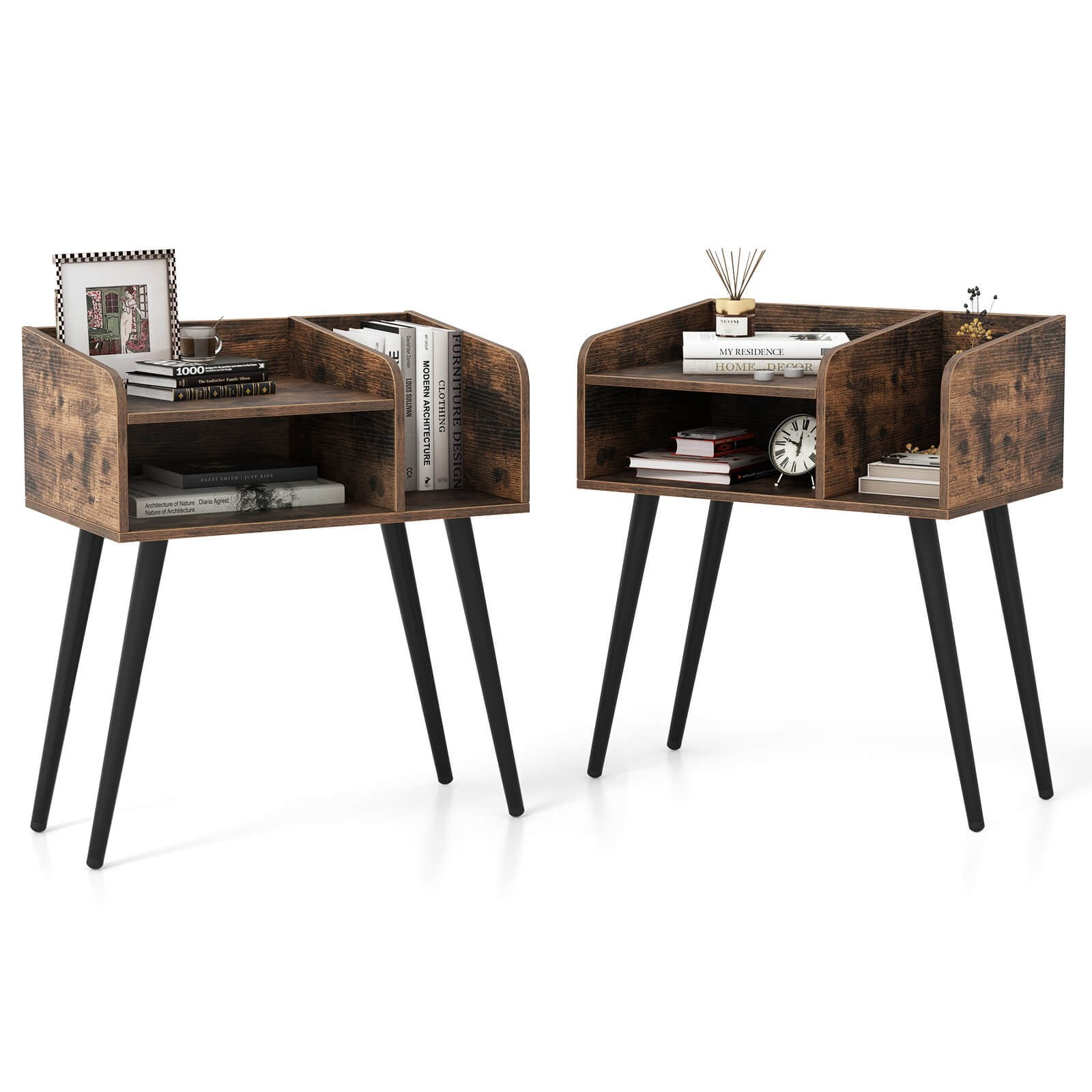 ETHFRF 2-piece set retro brown black color bedside table, medieval ...