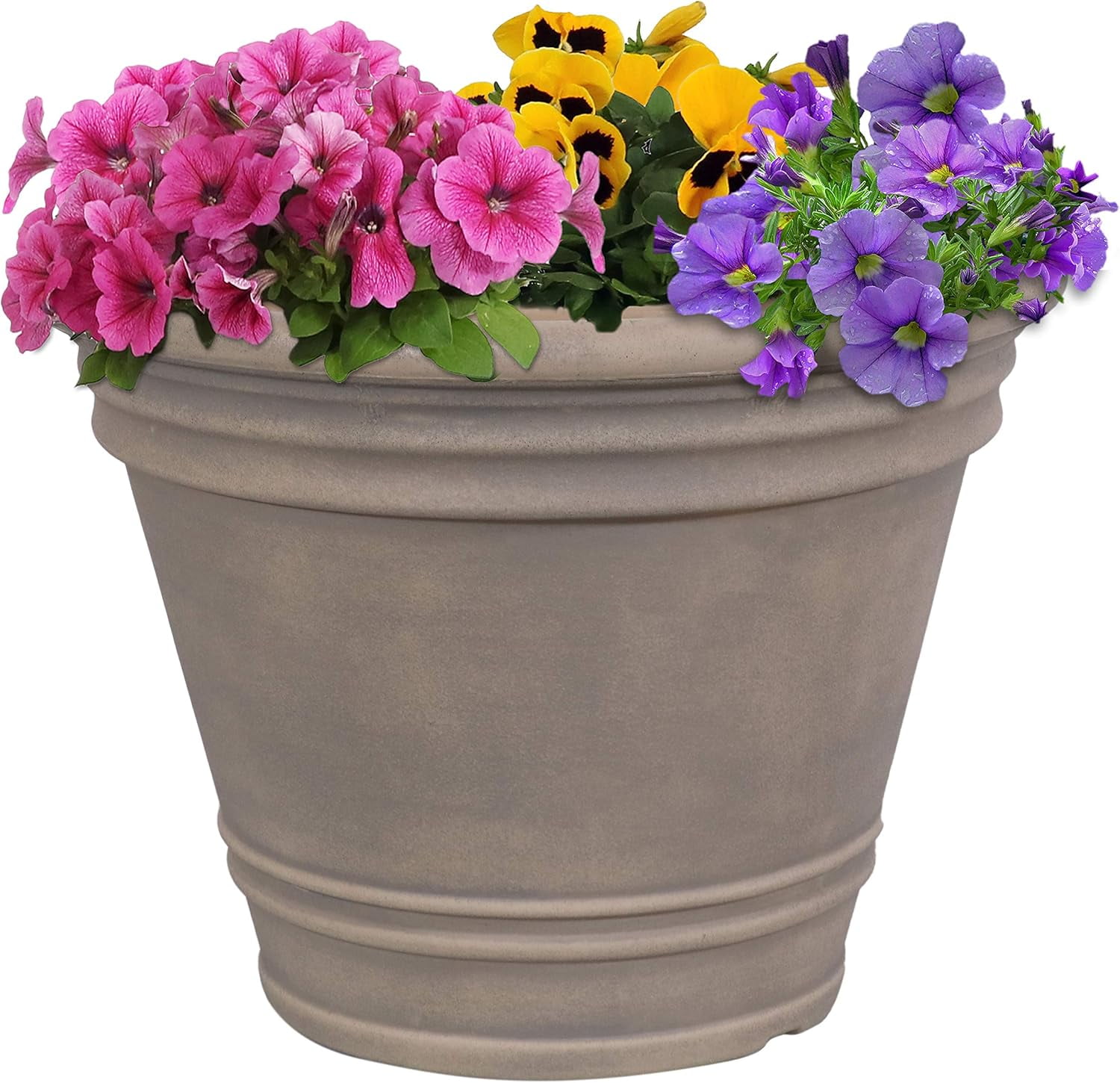 ETHFRF 20-Inch Franklin Large Plant Pot - Polyresin Round Outdoor ...