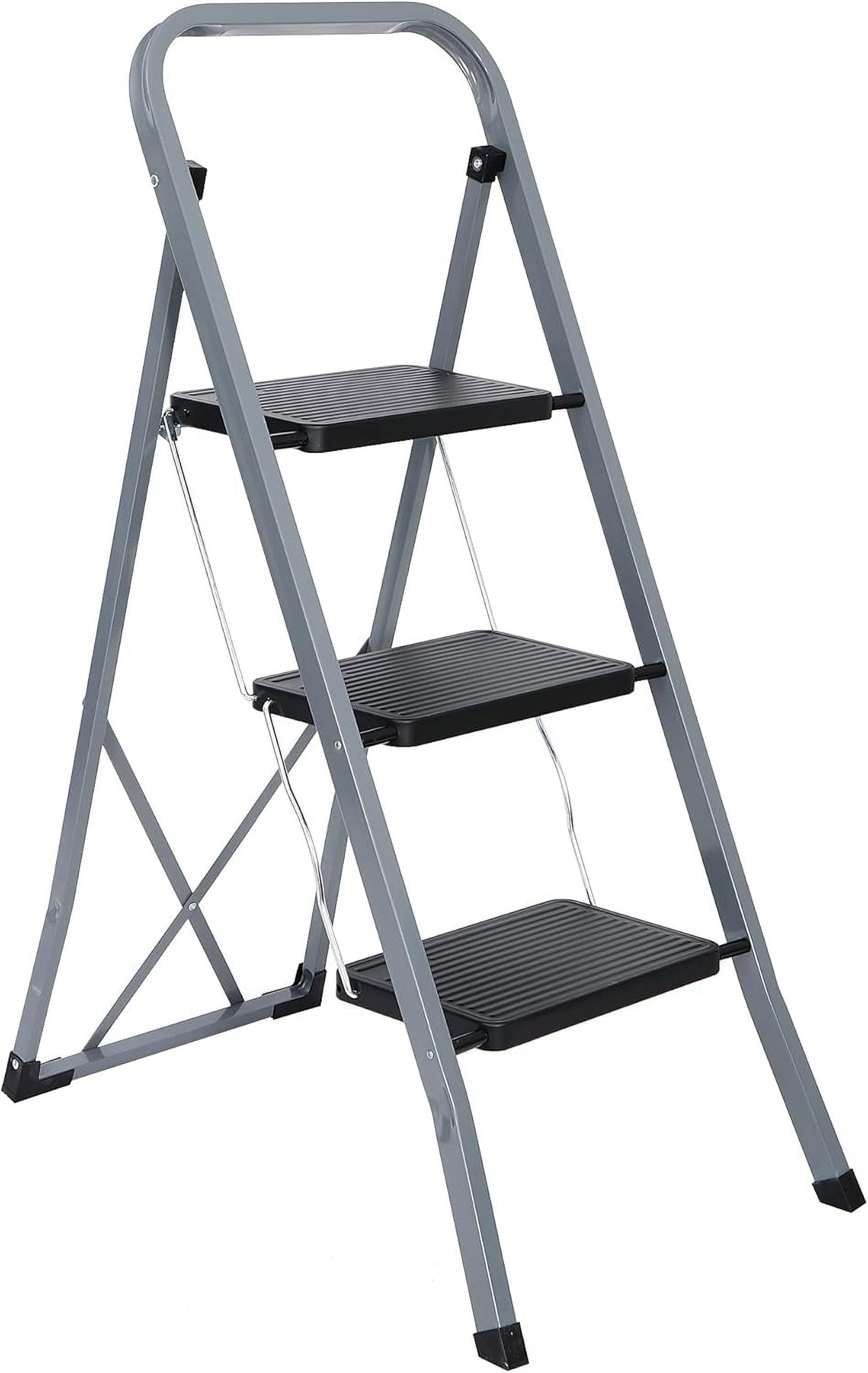 ETHFRF 3 Step Ladder Folding Step Stool with Wide Anti-Slip Pedal ...