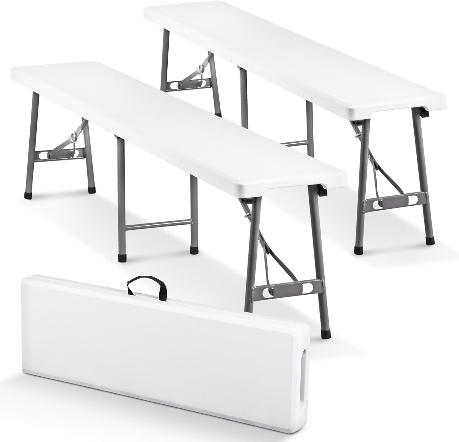 ETHFRF 6 FT Plastic Folding Bench, Portable Outdoor Bench with Handle ...