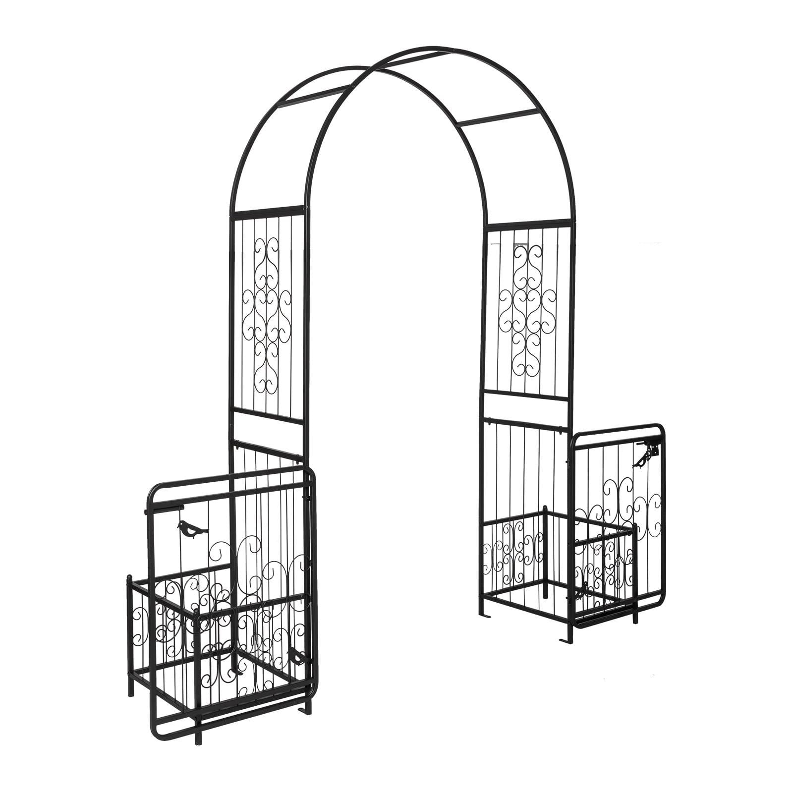 ETHFRF Metal Arbor with Planters, Garden Arch Trellis for Climbing ...