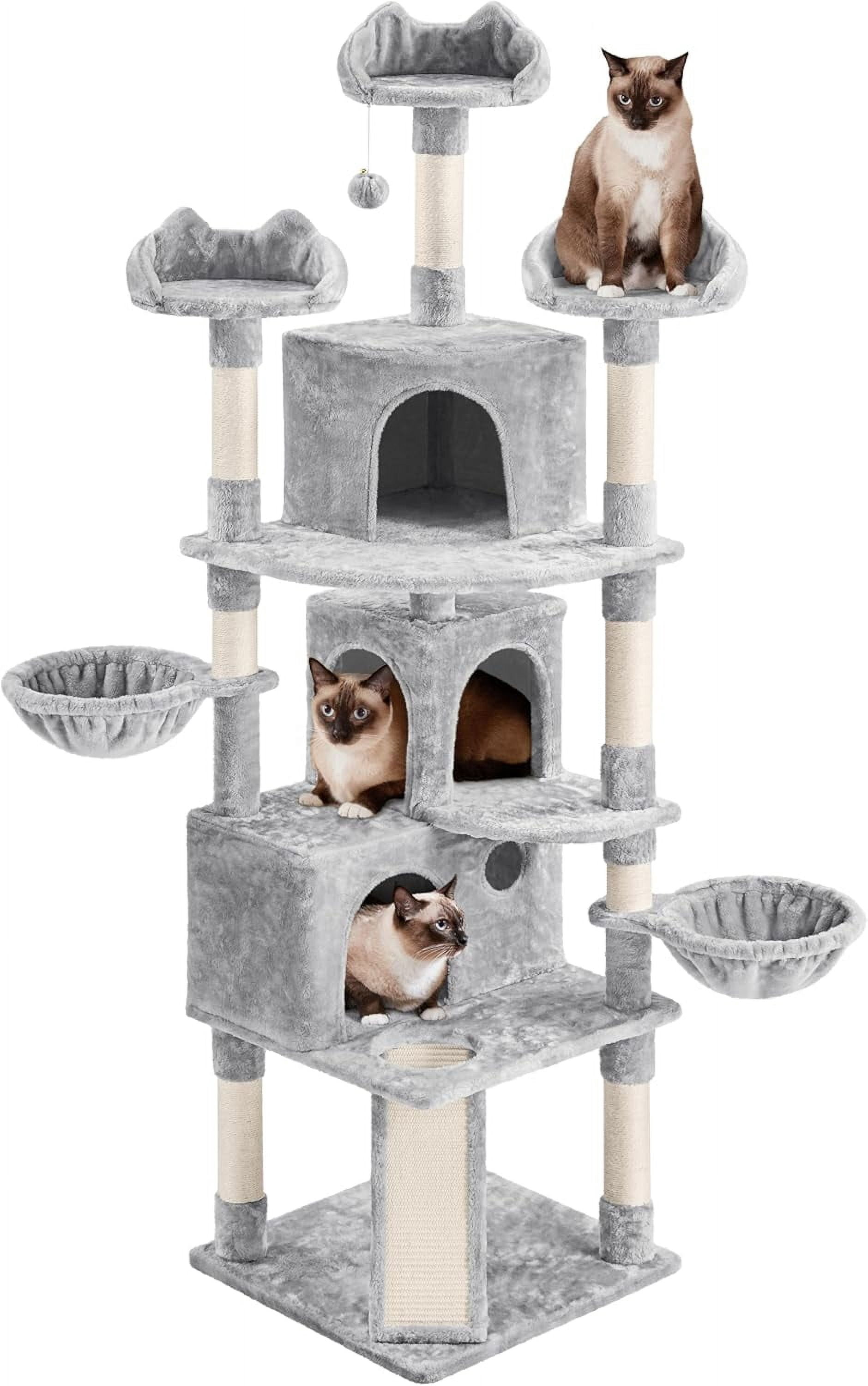 ETHFRF Multi-Tier Cat Tree, Light Gray, 22"L x 22"W x 76.5"H, Suitable ...