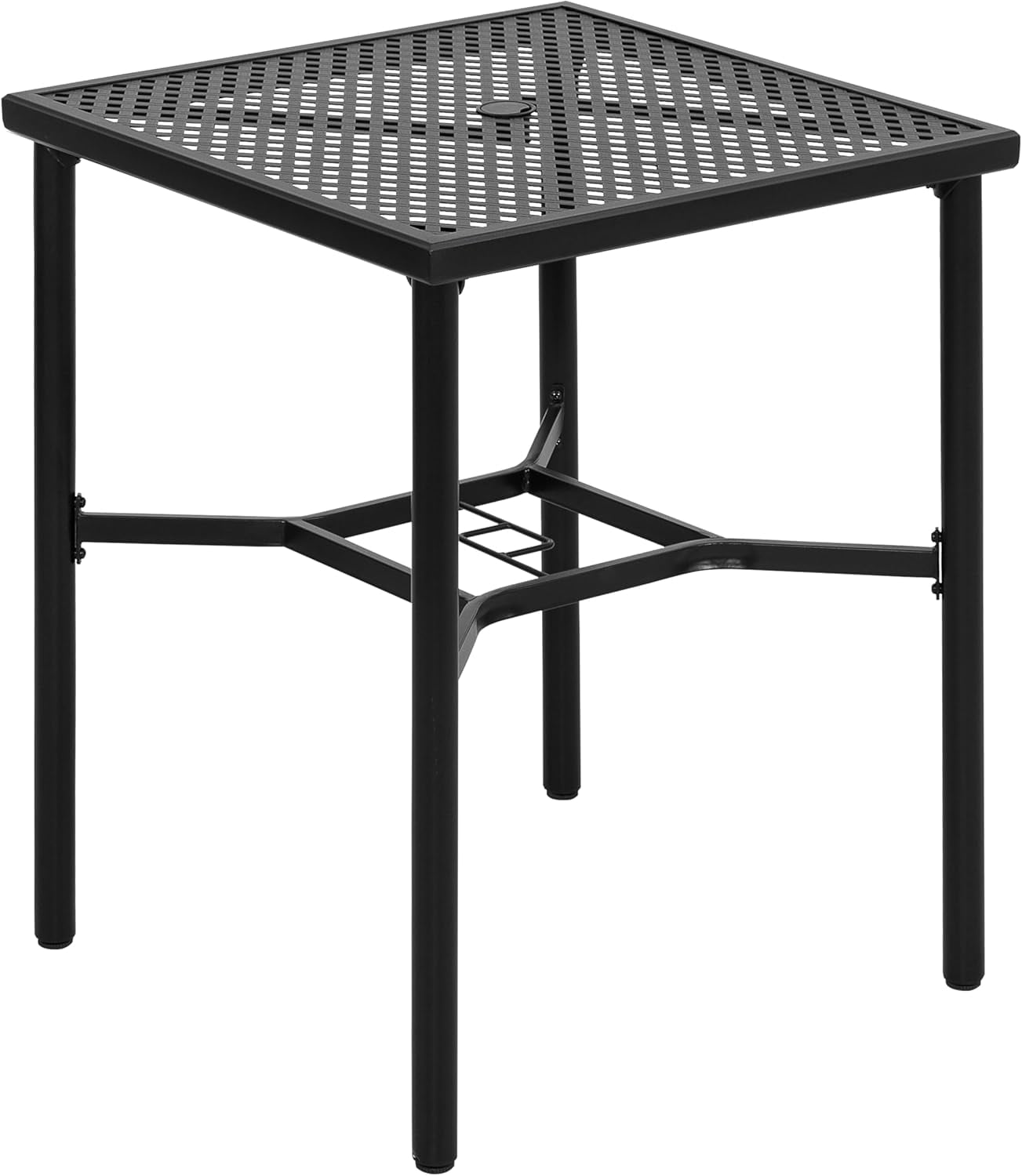 ETHFRF Patio Bar Table with Umbrella Hole, Steel Metal Frame Bar Height ...