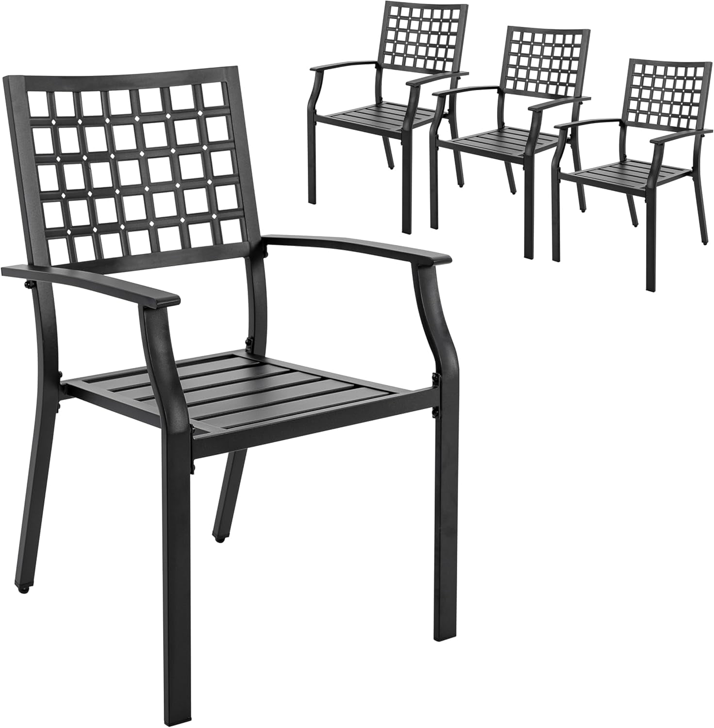 ETHFRF Patio Dining Chairs Set of 4, Stackable Outdoor Dining Chairs ...