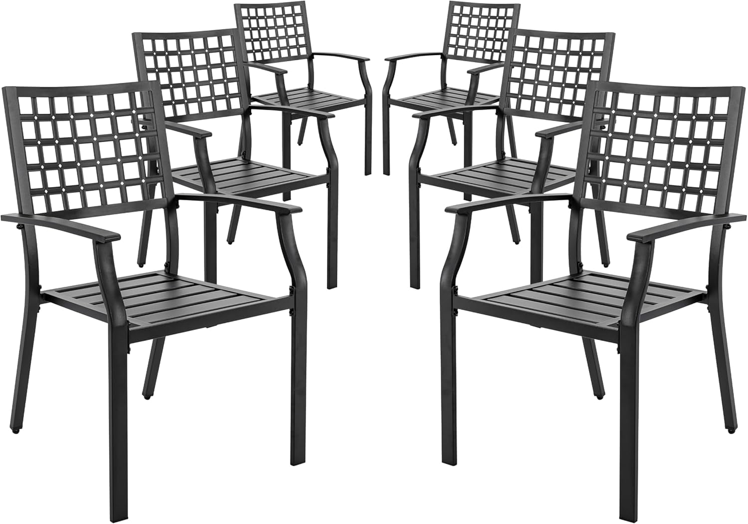 ETHFRF Patio Dining Chairs Set of 6, Stackable Outdoor Dining Chairs ...