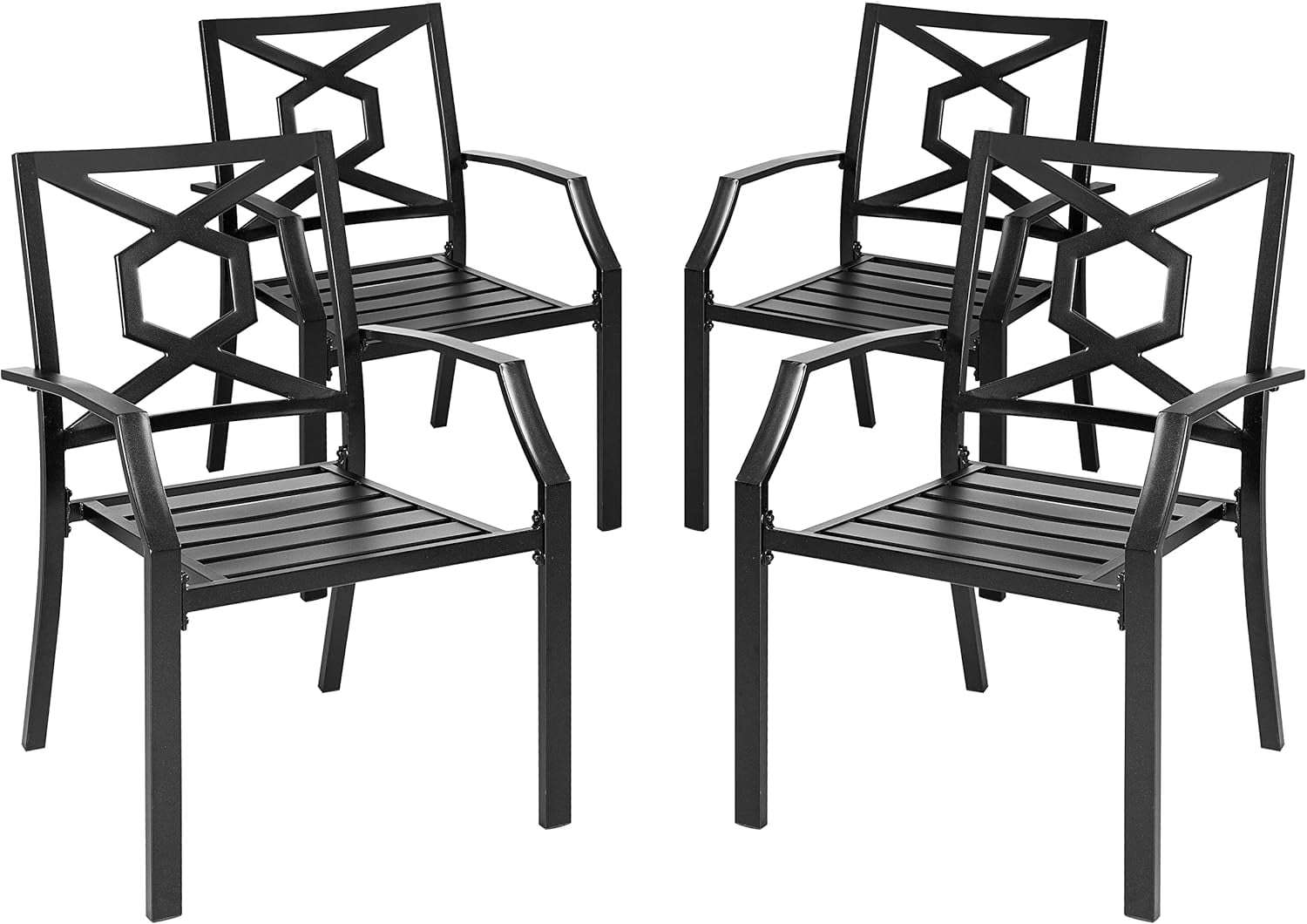 ETHFRF Stackable Patio Dining Chairs Set of 4, Metal Chairs All-Weather ...