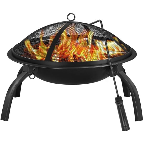 ETHFRF22 inch wooden brazier, portablefoldingfirepitbowl ...