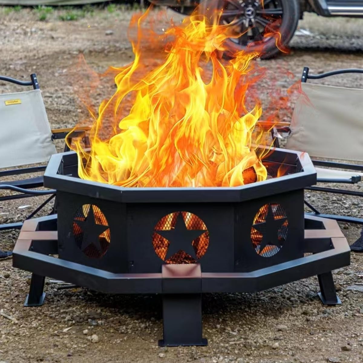 ETHFRF42 inch Fire Pit for Outside, Heavy Duty Wood Burning Fire Pits ...