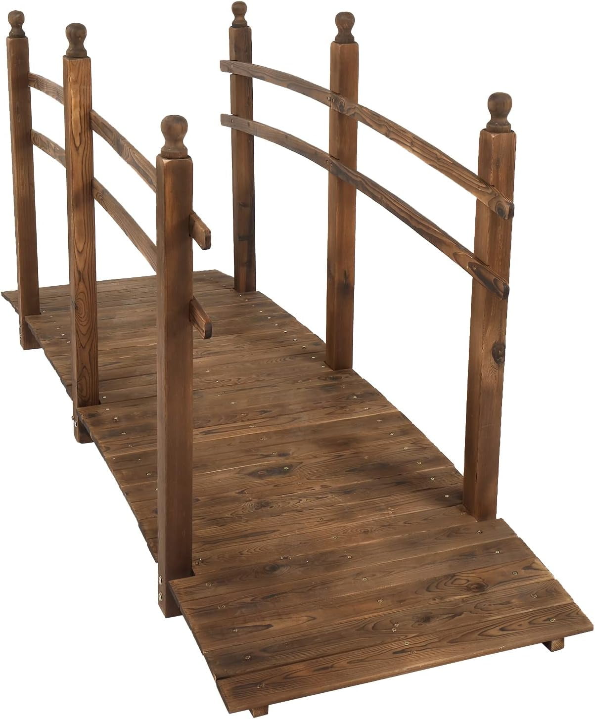ETHFRF7.5 ft Garden Bridge, Arch Walkway Wooden Bridge with Safety ...