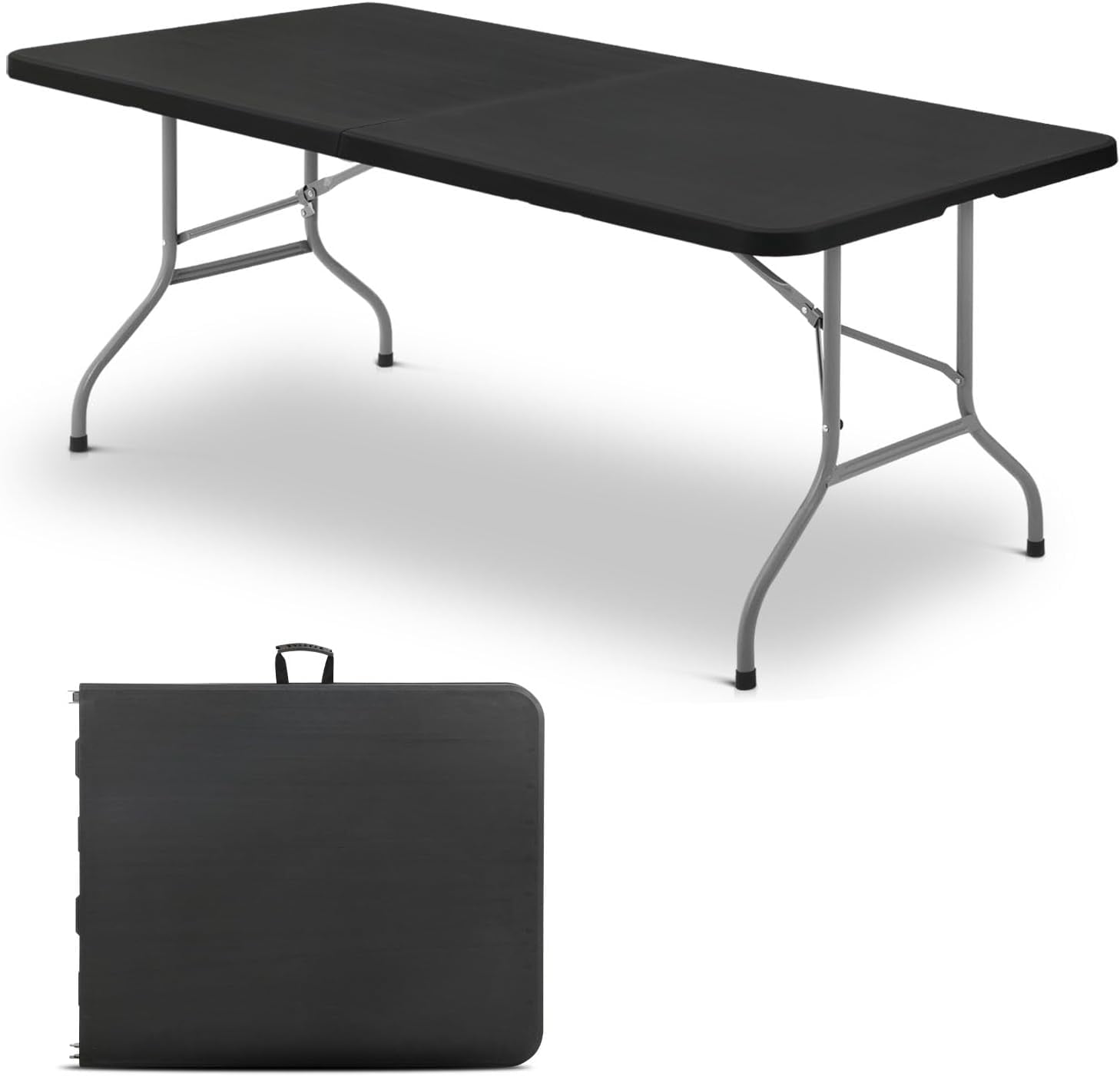 ETHFRF94 Inch Folding Table with Carry Handle, Portable Heavy Duty Plastic Utility Table with ...
