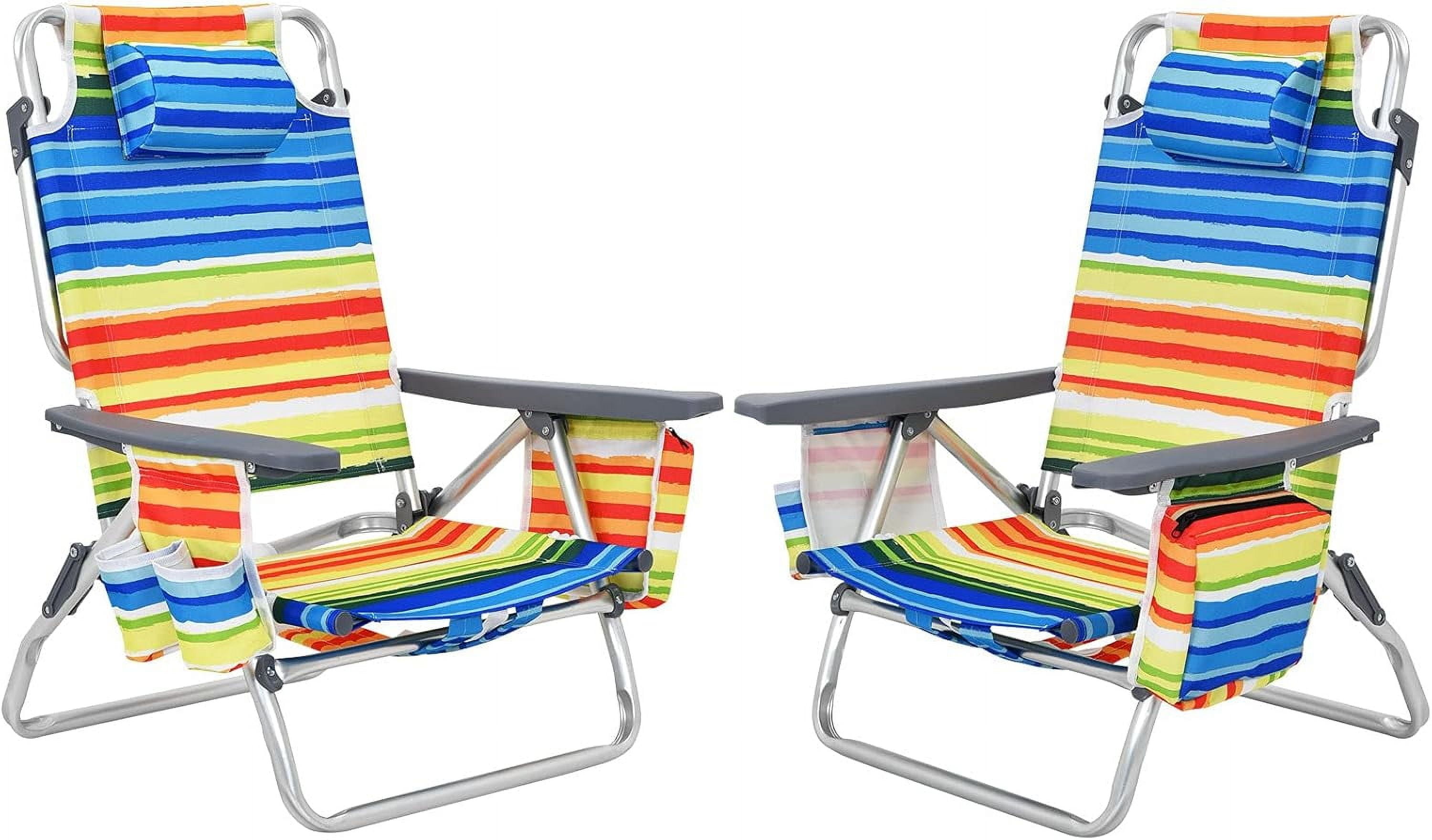ETHFRFFolding Beach Chair, Patio Sling Chairs with 5 Adjustable ...