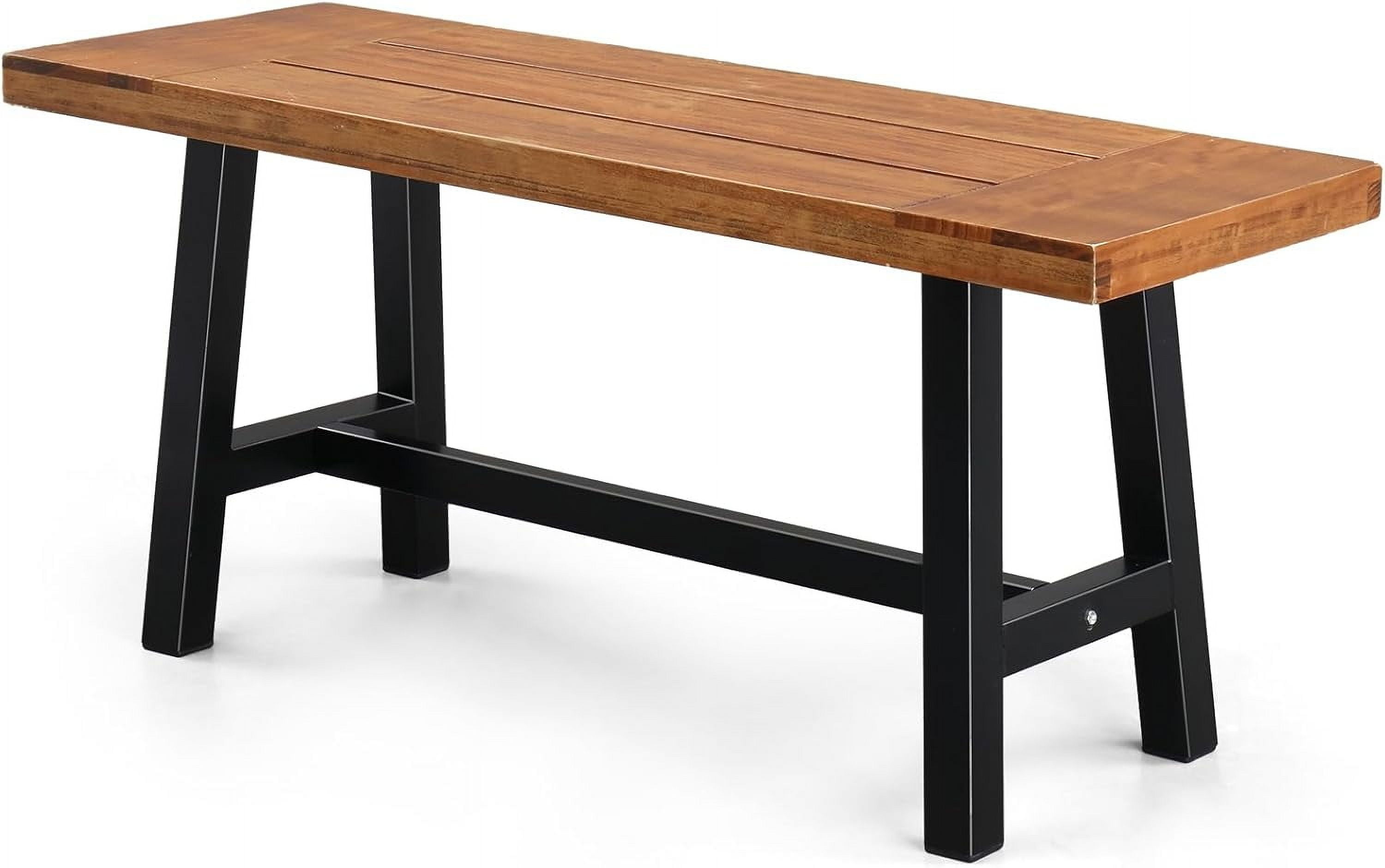 ETHFRFOutdoor Bench with Metal Legs Rustic, Wood Dining Bench Indoor ...