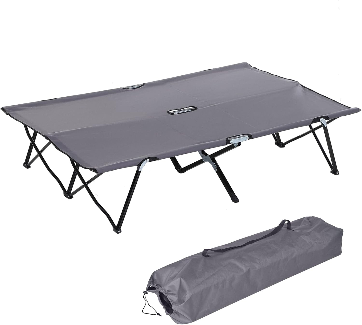ETHFRFOutsunny 2 Person Folding Camping Cot for Adults, 50" Extra Wide Outdoor Portable Sleeping ...