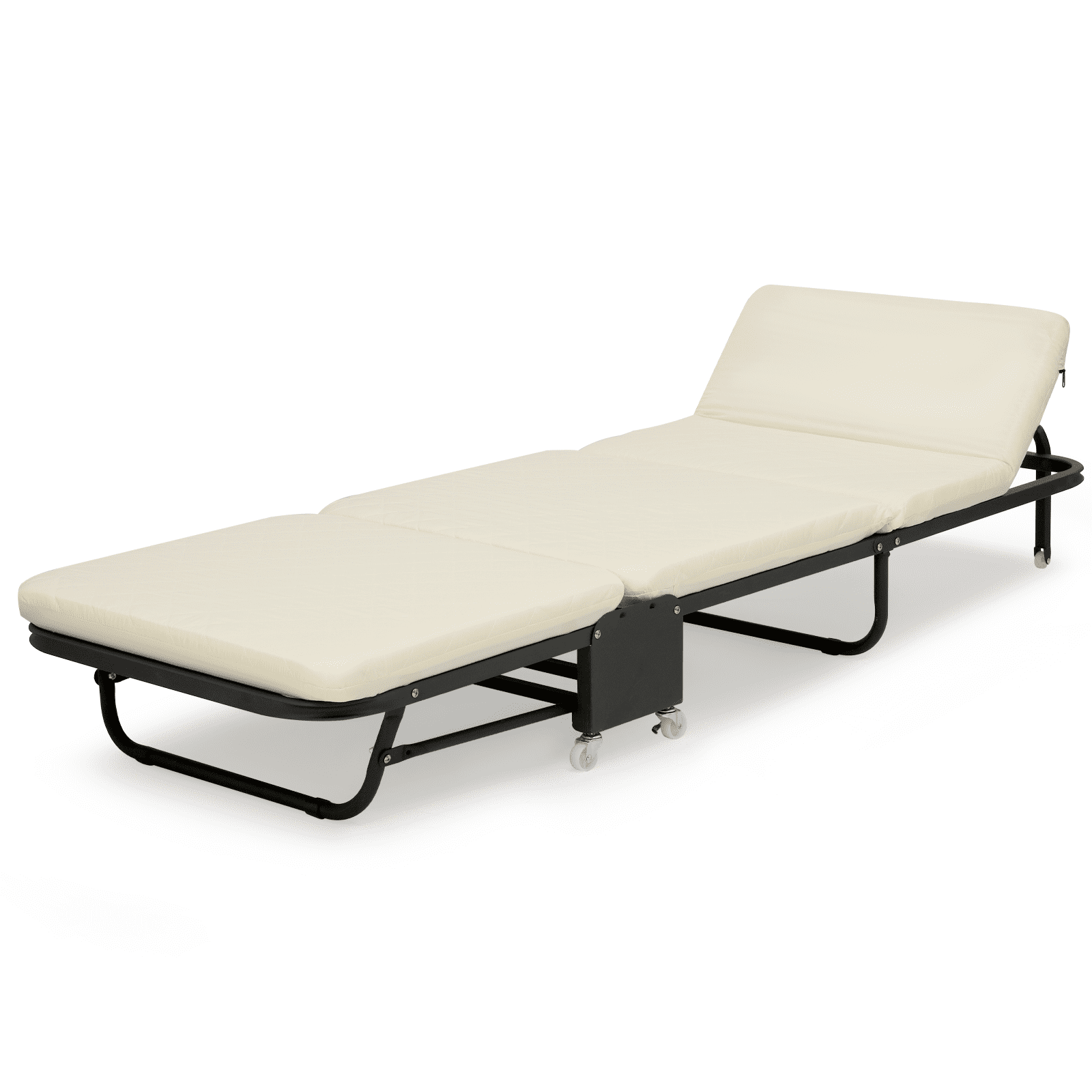 ETHFRFPortable Folding Cot with Rollaway Design, Multi - Position Adjustable Backrest Recliner ...