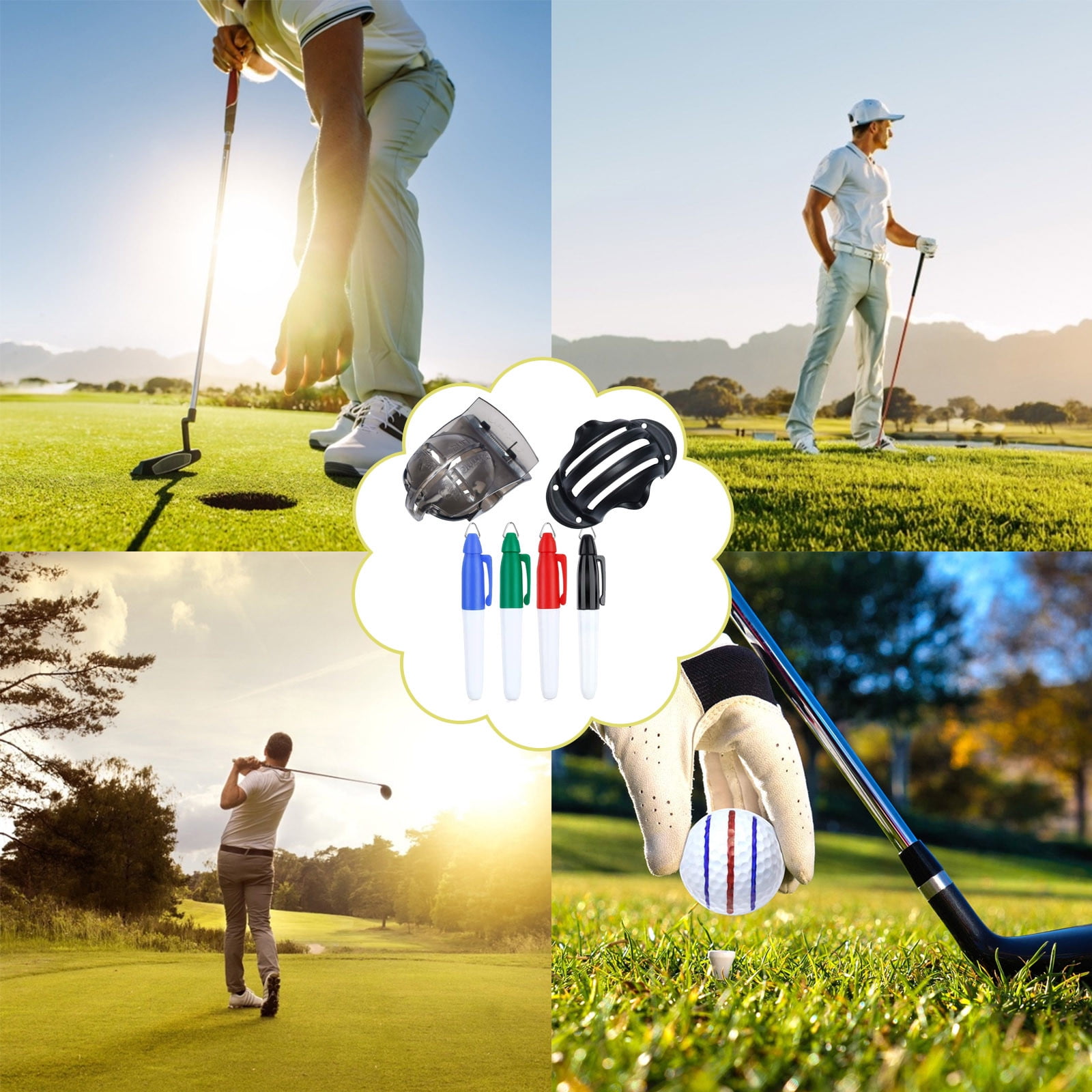 ETHIKA Golf Marker Set, Two Markers + 4 Pens, 6 Pack Golf Ball Line ...