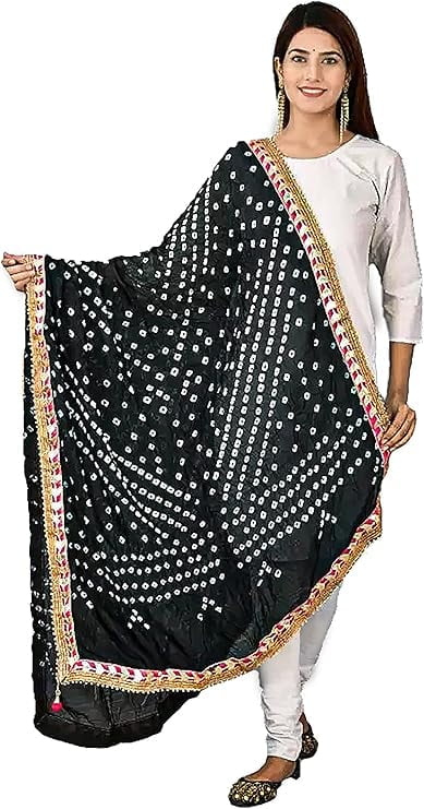 ETHINIC Craft Hub® Women's Tafeta Silk Dupatta Bandhani Bandhej Jaipuri ...