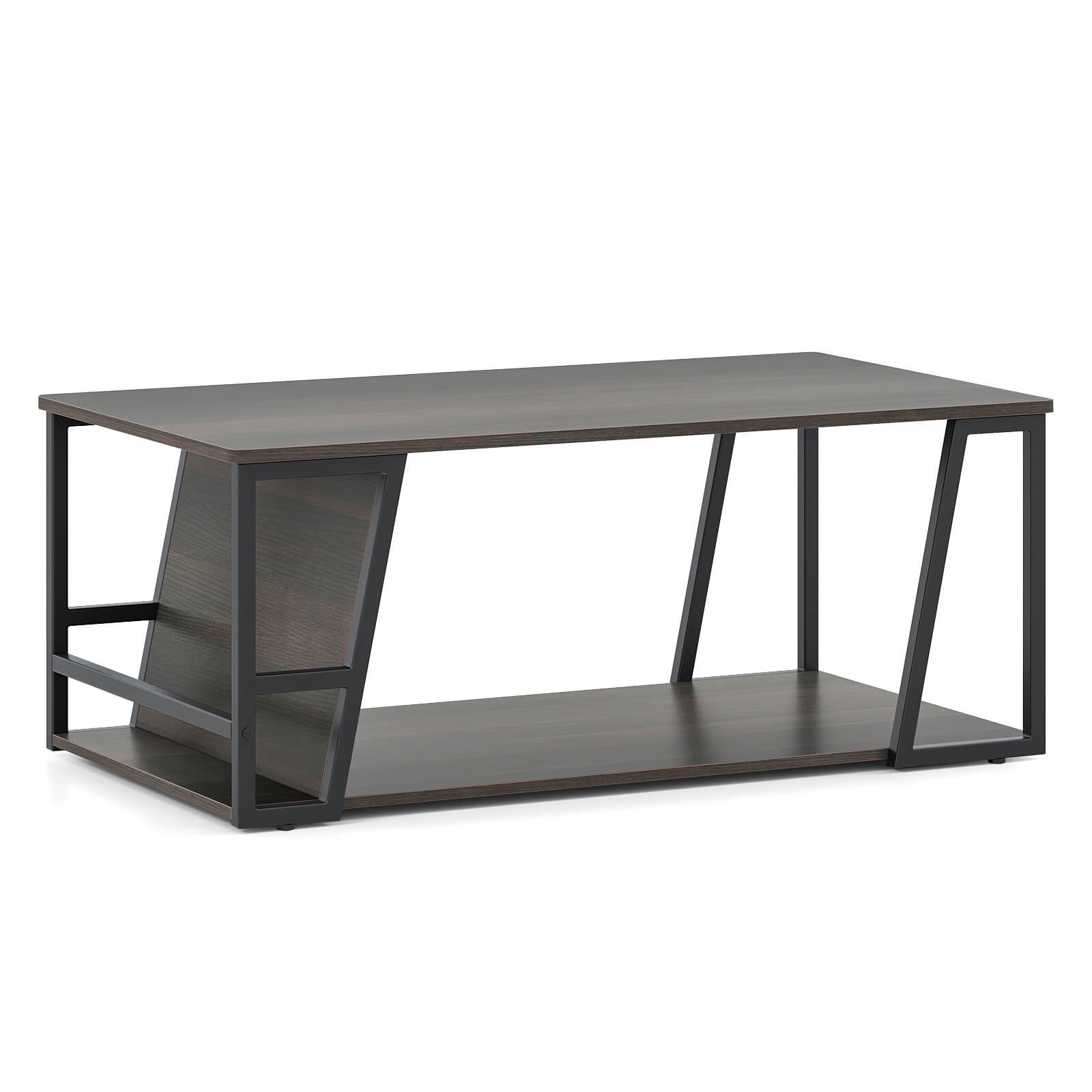 ETHRF modern storage coffee table (brown+black) with three levels of ...