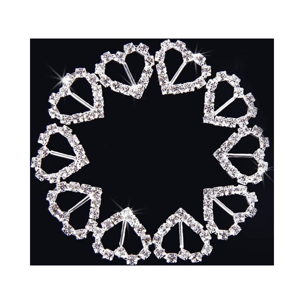 ETHZZLE 10Pcs Heart Shaped Rhinestone Charms Silver Decoration For ...