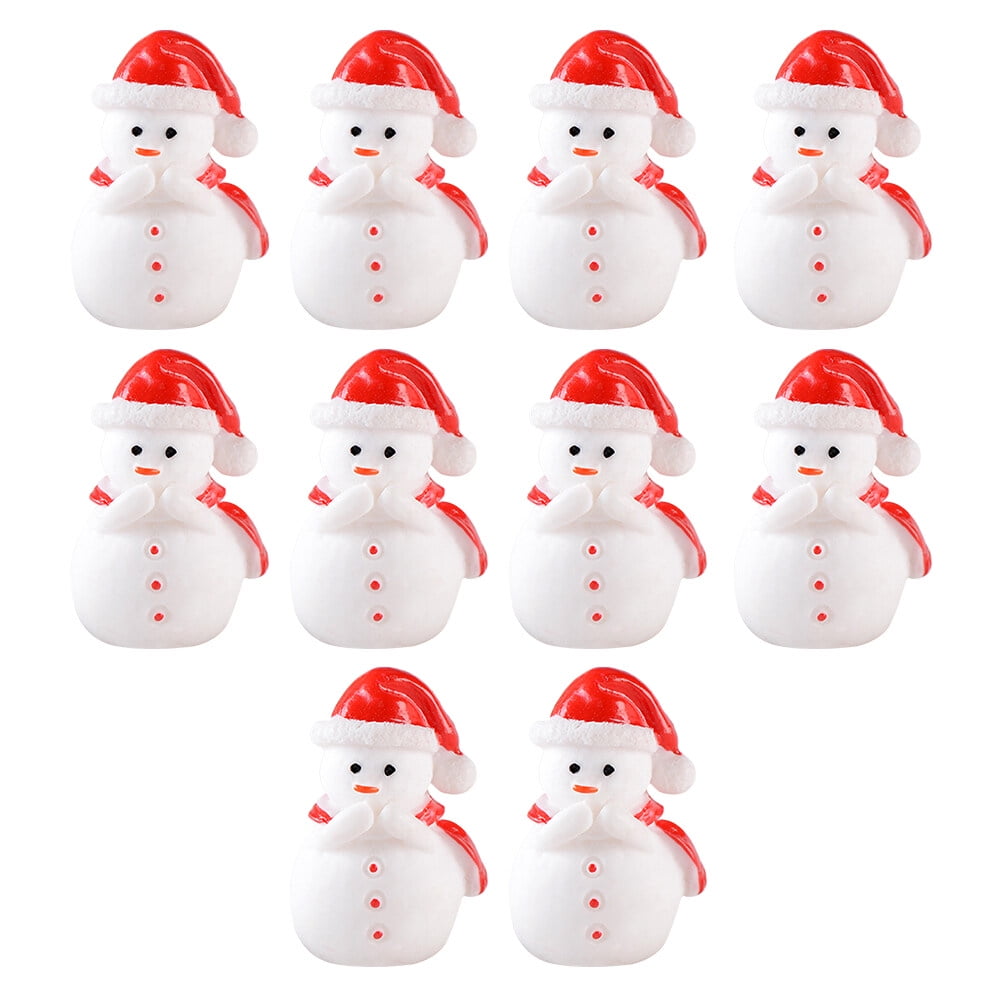 ETHZZLE 10Pcs Christmas Snowman Figurine Miniature Red Resin for Home ...