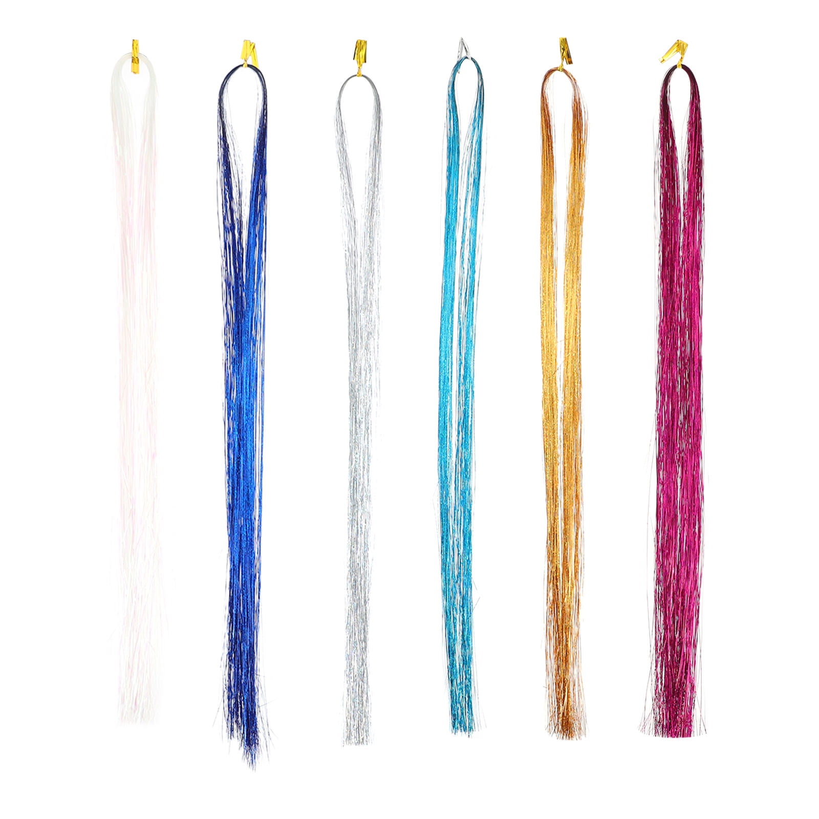 ETHZZLE 12Pcs Glitter Hair Tinsel Strands for Themed Parties and ...