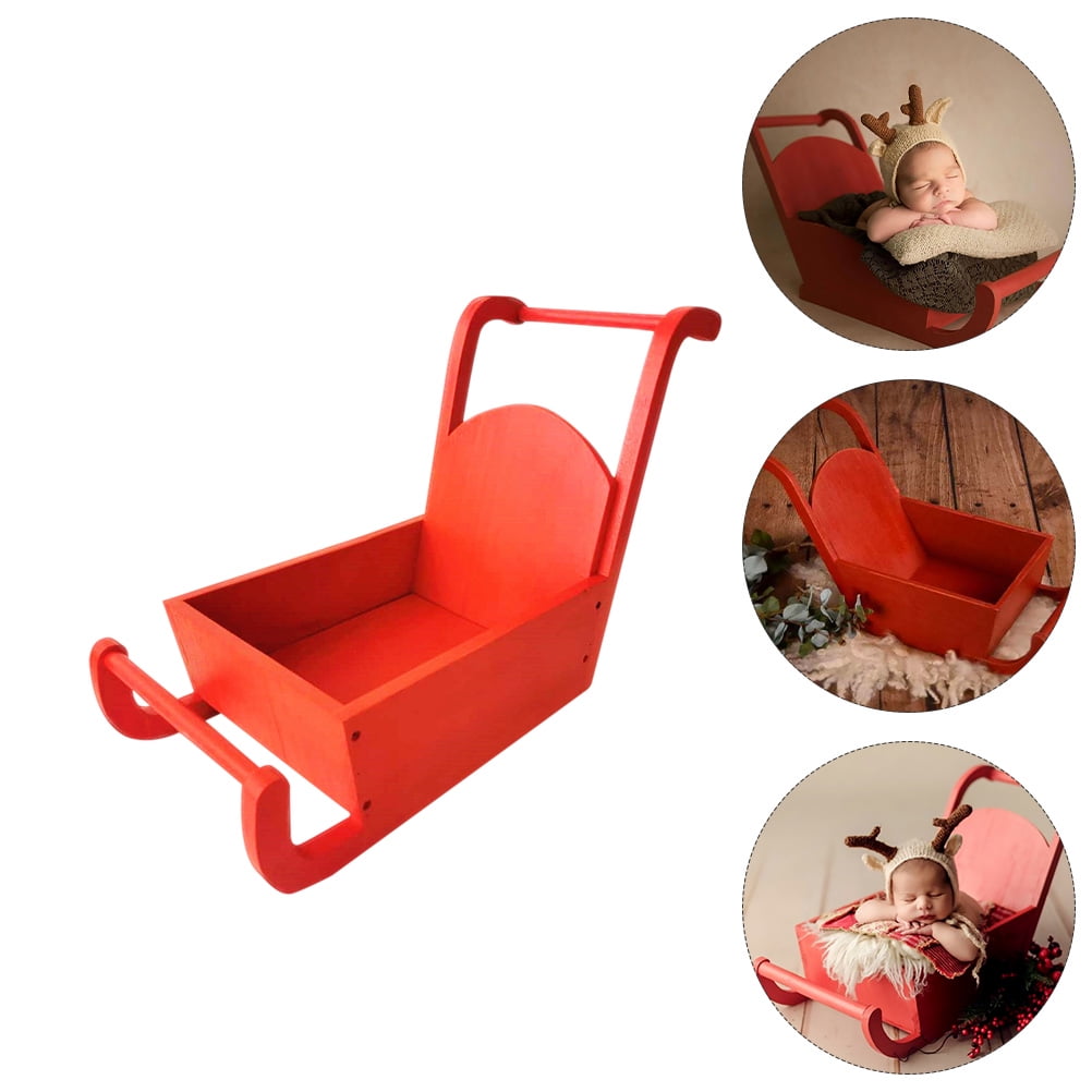 ETHZZLE 1Pack Infant Girl Photography Props Baby Sled Prop Red ...